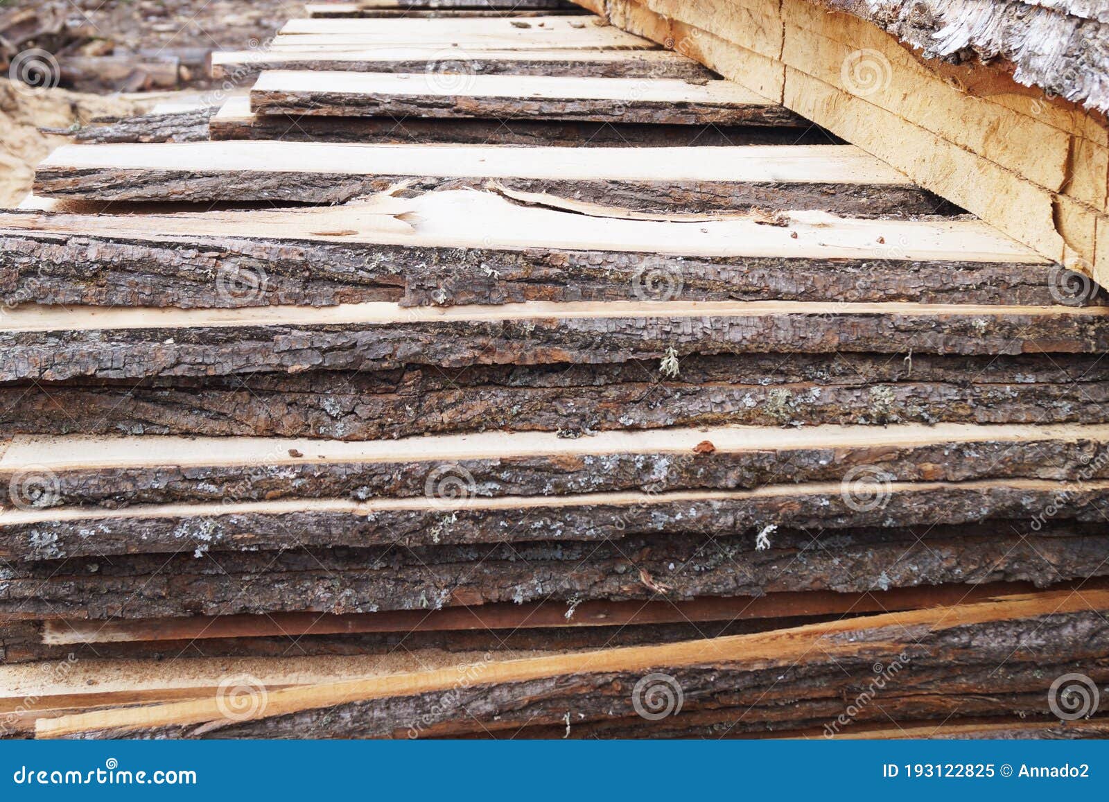 Unedged Lumber, Stacked Open Air Close Up Stock Image - Image of timber ...