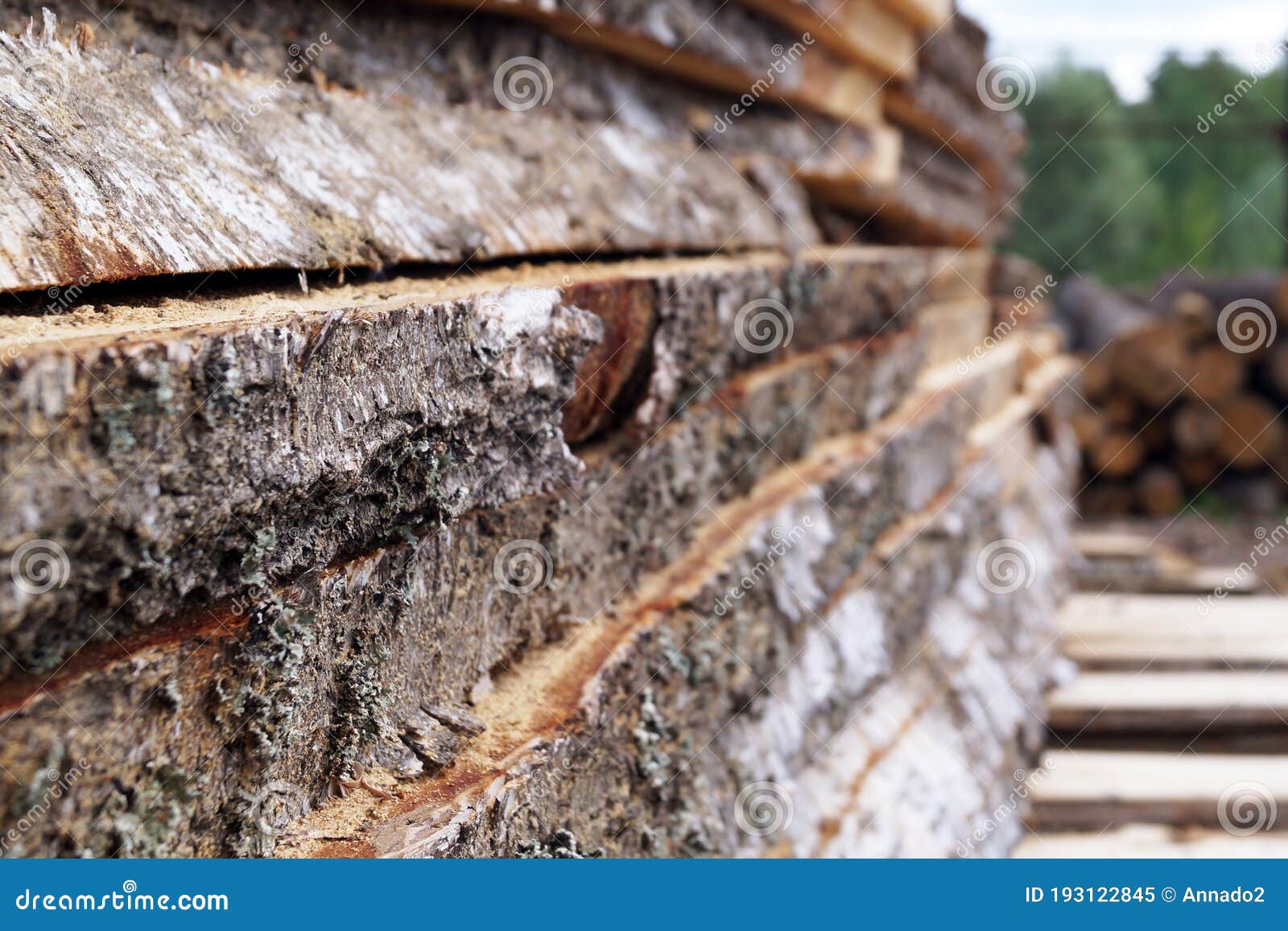 Unedged Lumber, Stacked Open Air Close Up Stock Image - Image of stack ...