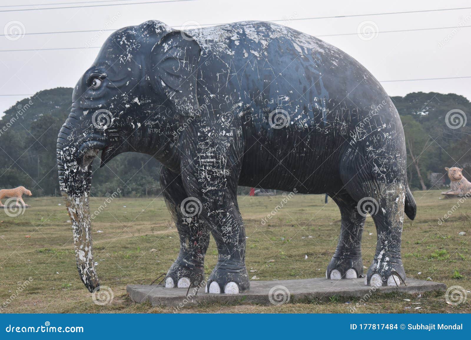 Unedited Image of a Artificial Big Elephant in a Park Stock Photo ...