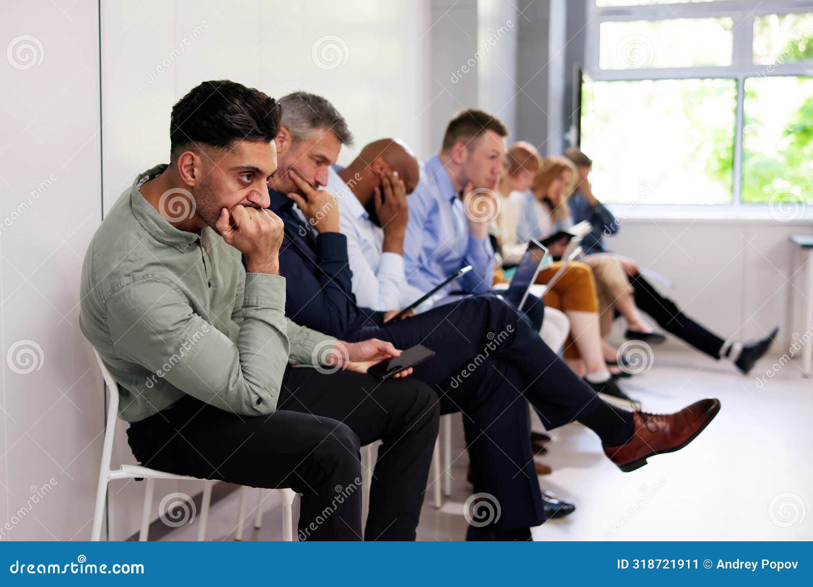 Unemployed Job Seekers. Bored People Waiting Stock Image - Image of ...