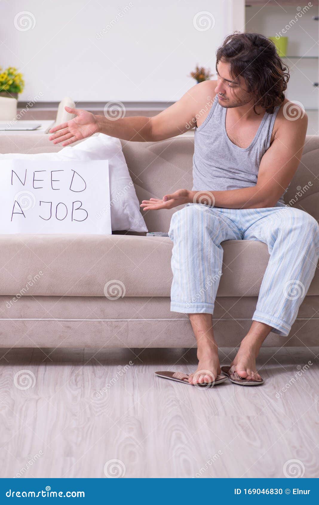 Unemployed Man Desperate at Home Stock Photo - Image of business, home ...