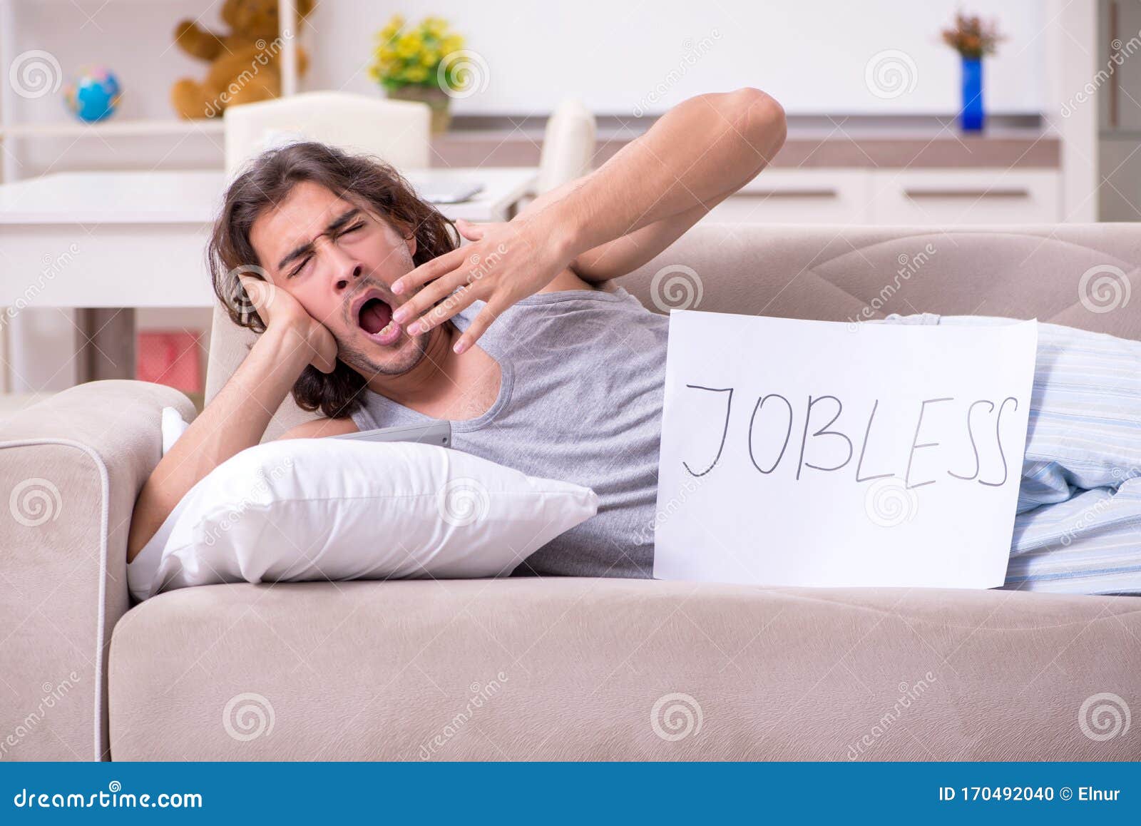 Unemployed Man Desperate at Home Stock Photo - Image of dismissal ...