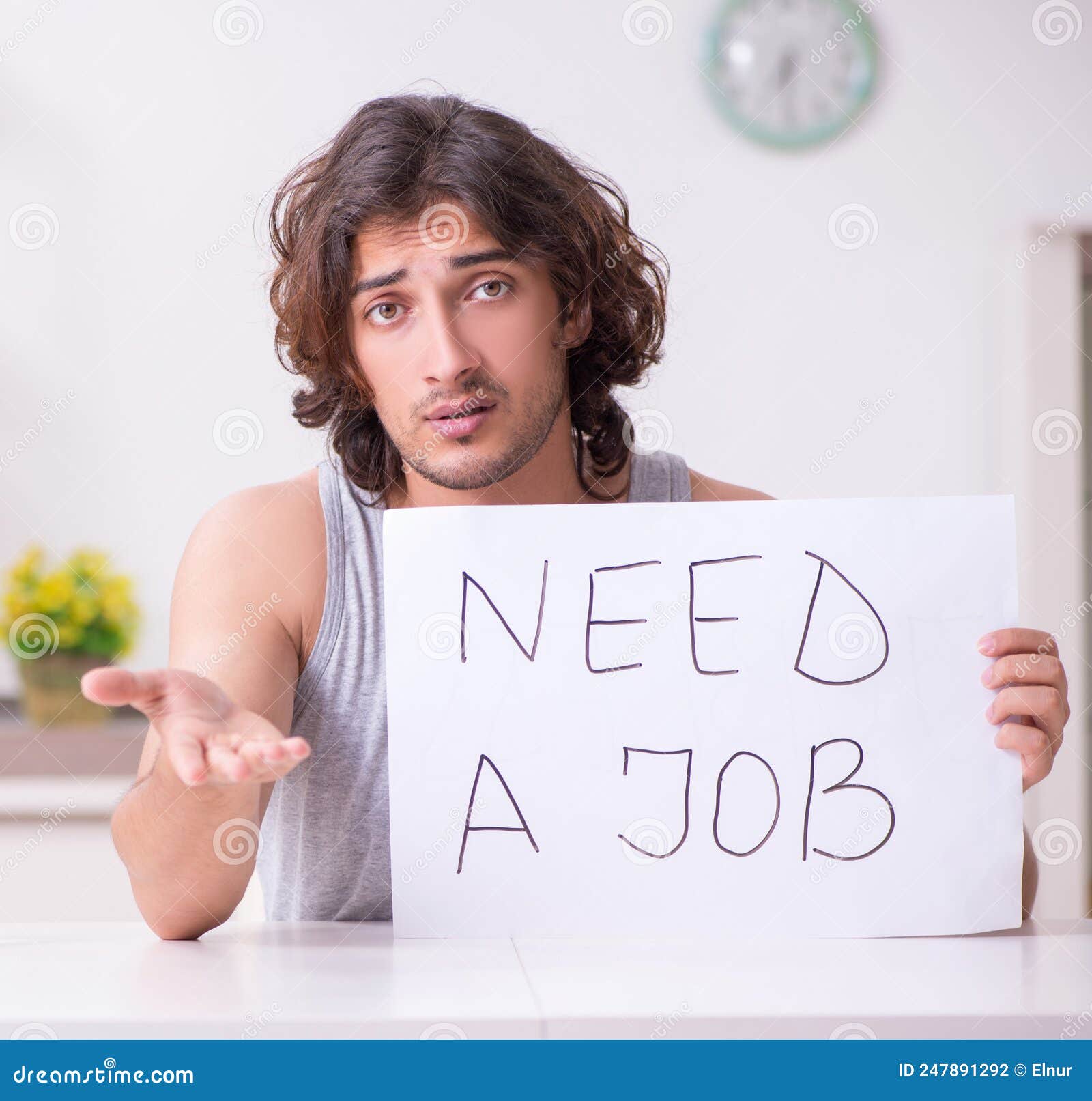 Unemployed Man Desperate at Home Stock Photo - Image of help, desperate ...