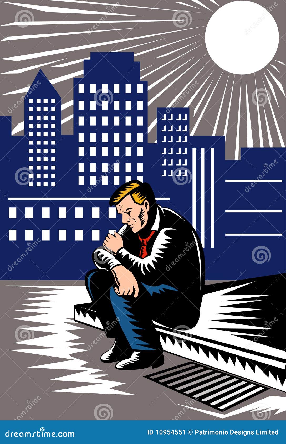Unemployed man on pavement stock vector. Illustration of woodcut - 10954551