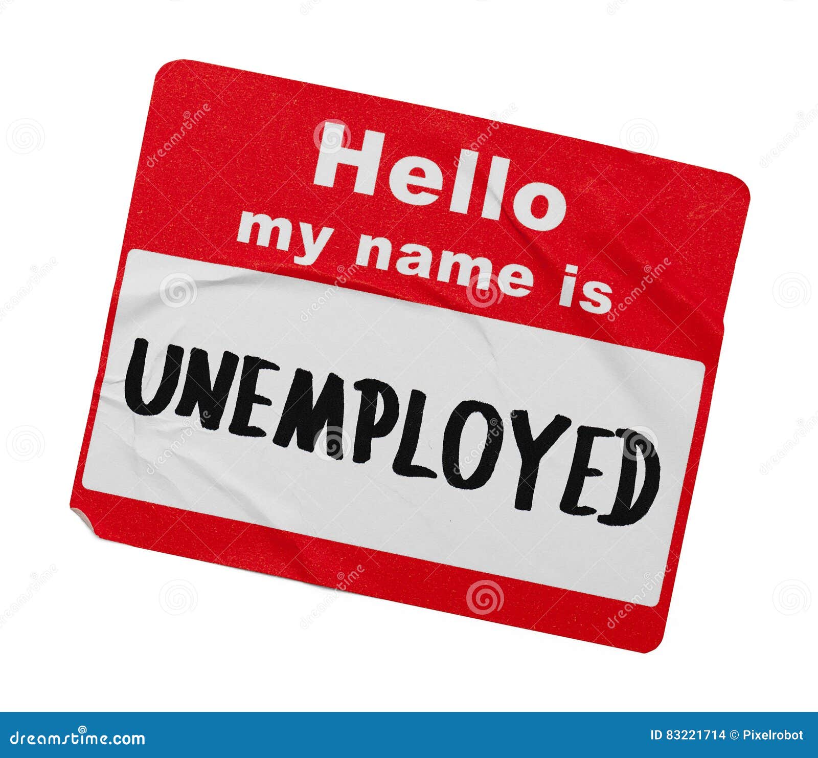 Unemployed Name Tag stock photo. Image of identity, bent - 83221714