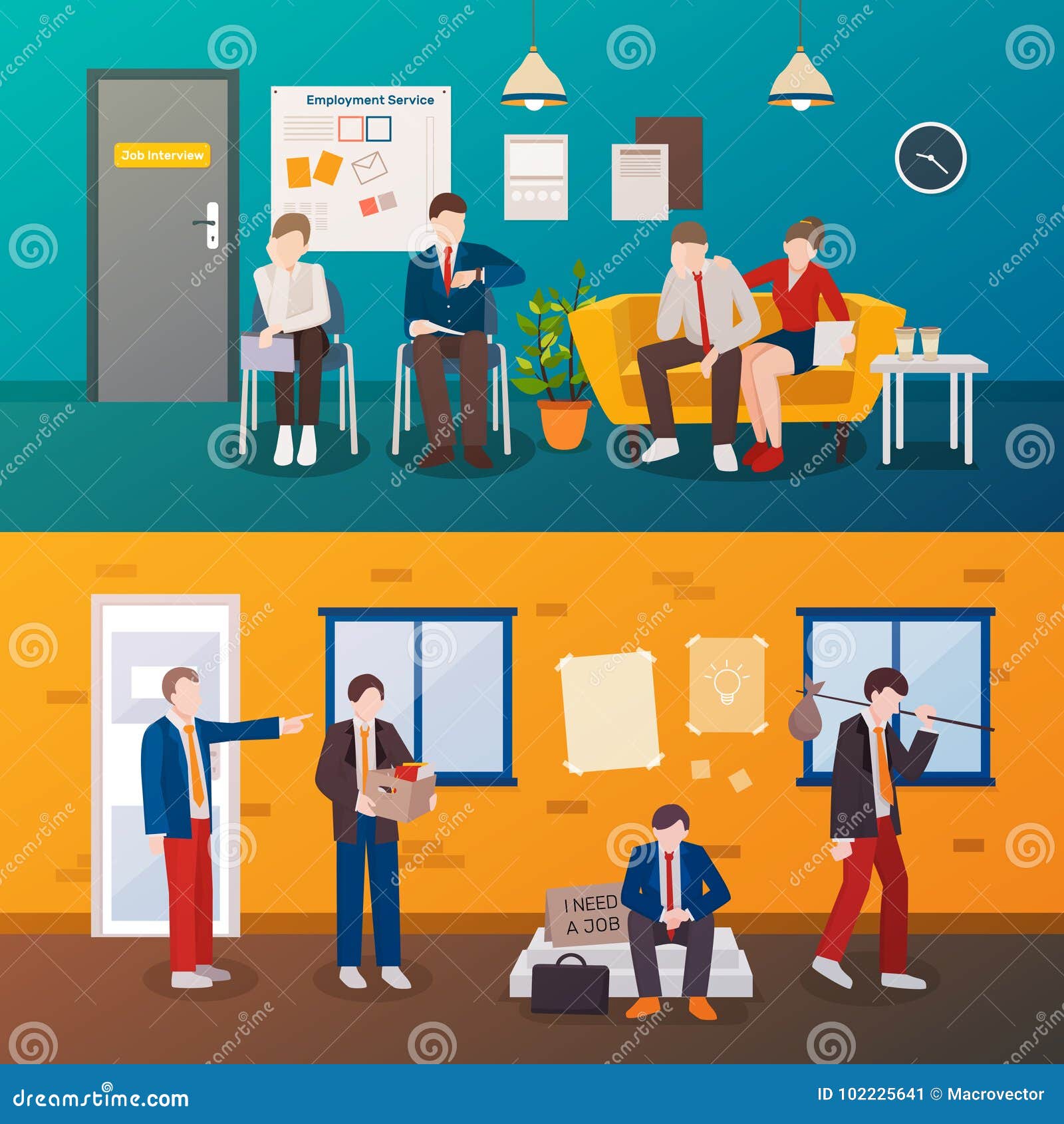Unemployed People Flat Compositions Stock Vector - Illustration of ...