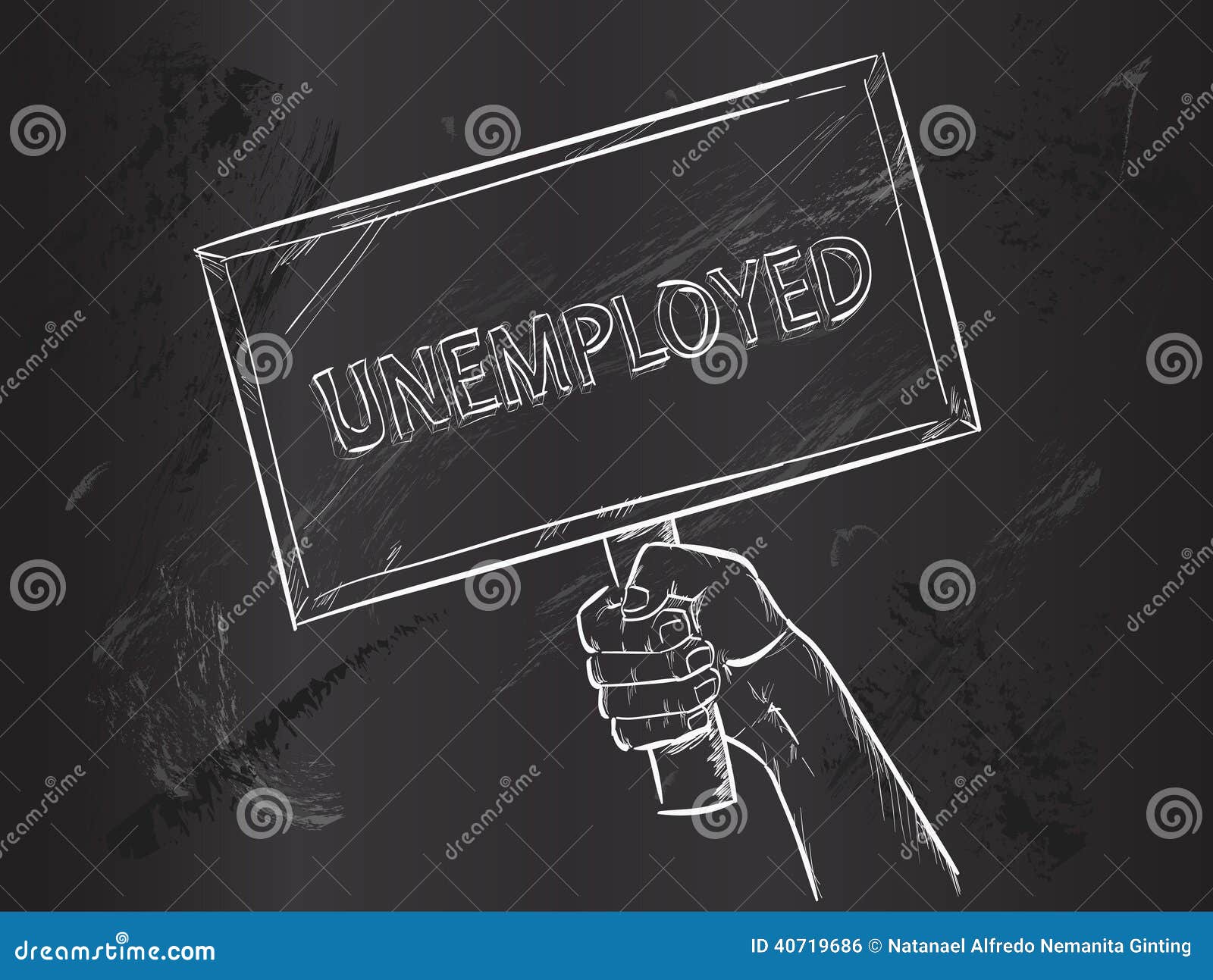 Unemployed Sketch on Blackboard Stock Vector - Illustration of holding ...