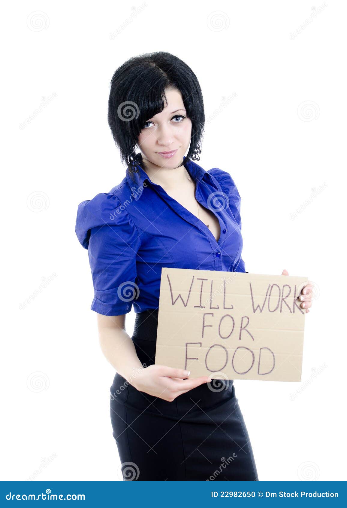 Unemployed Woman with Cardboard Stock Photo - Image of business ...