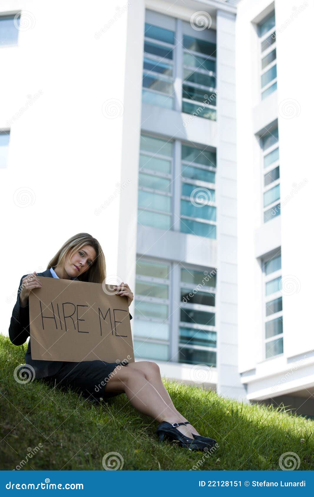 Unemployed Young Woman Asking for a Job Stock Image - Image of elegant ...