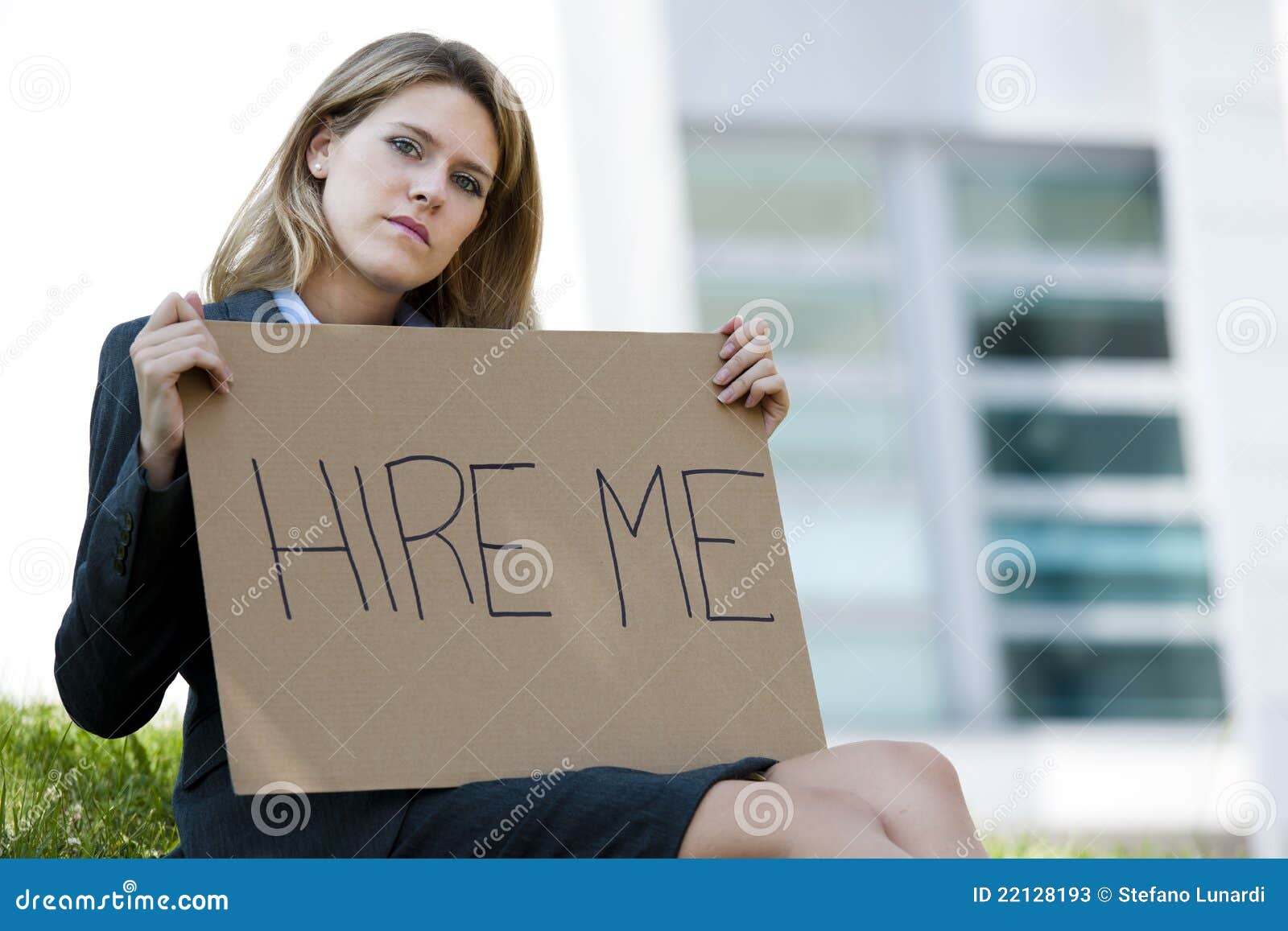 Unemployed Young Woman Asking for a Job Stock Image - Image of angle ...