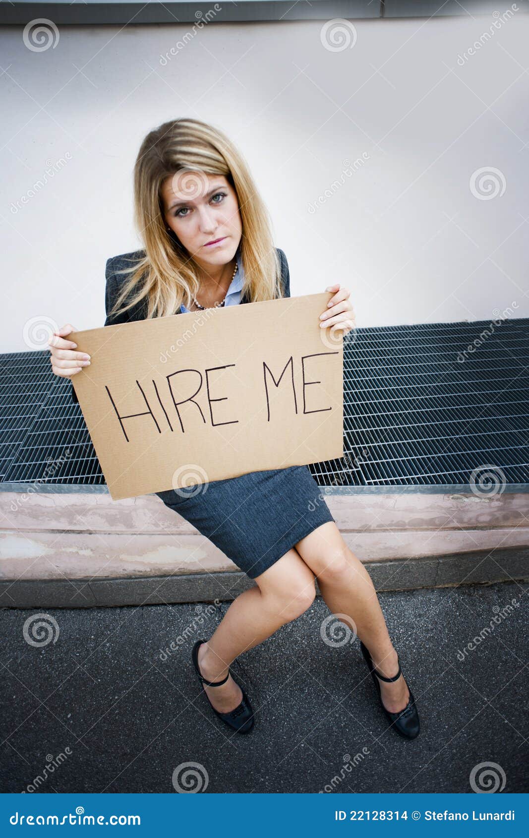 Unemployed Young Woman Asking for a Job Stock Photo - Image of looking ...
