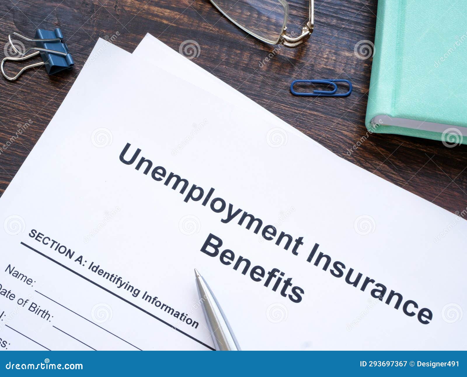 Unemployment Insurance Benefits Application for Signing. Stock Image ...
