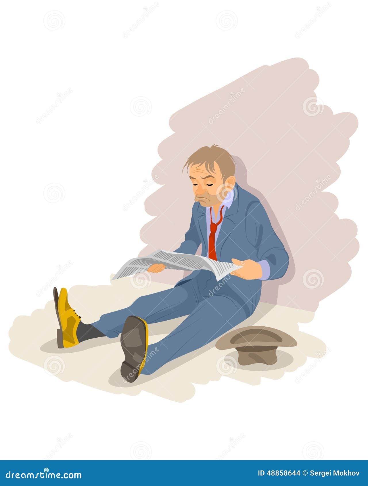 Unemployment Man On The Floor Vector Illustration | CartoonDealer.com ...