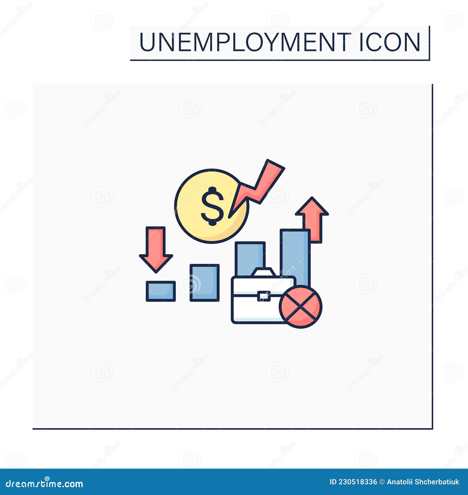 Unemployment Rate Color Icon Stock Vector - Illustration of impact ...
