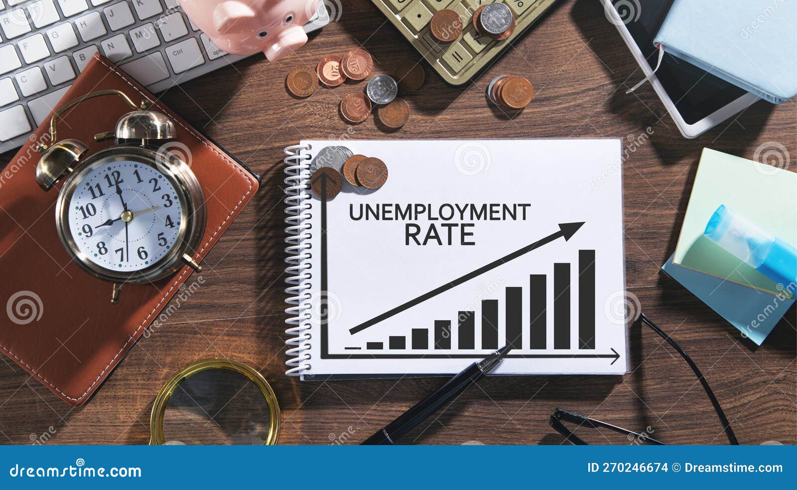 Unemployment Rate Graph on Notepad with a Business Objects Stock Photo ...
