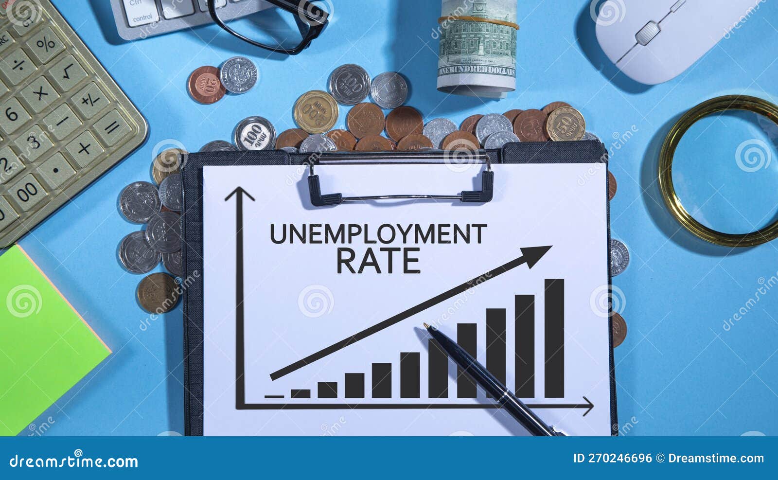 Unemployment Rate Graph on Notepad with a Business Objects Stock Photo ...