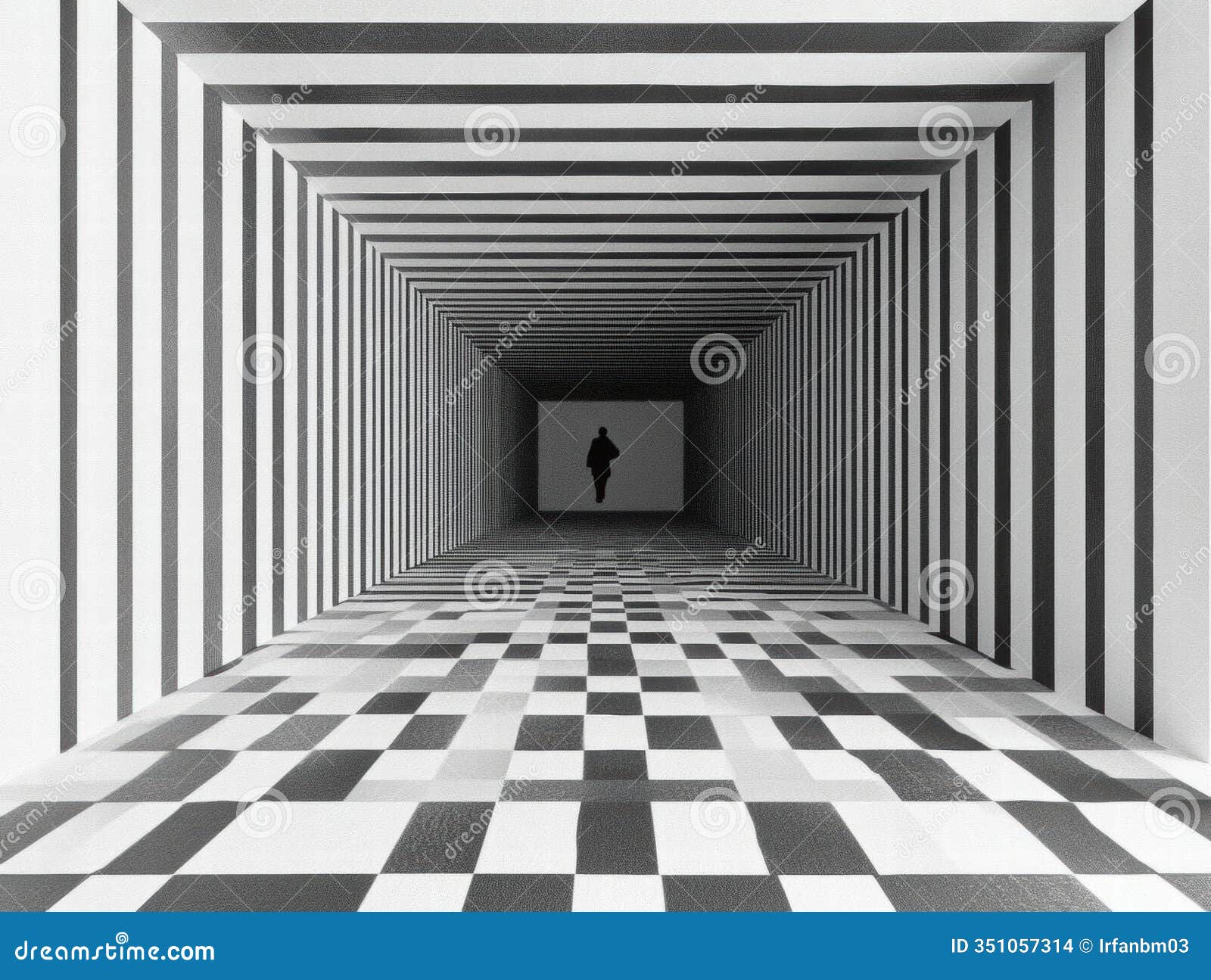 The Unending Corridor, a Black and White Perspective on Infinity Stock ...