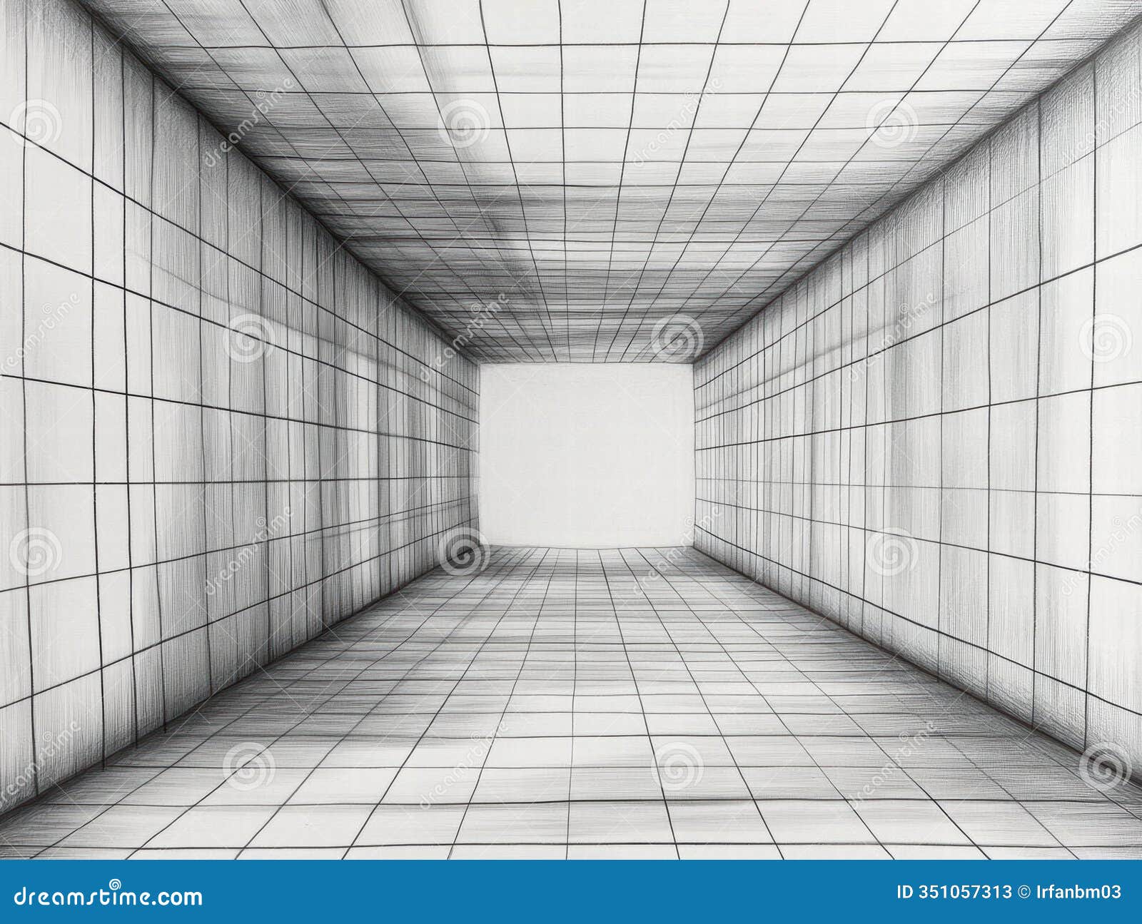 The Unending Corridor, a Pencil Drawing of a Receding Perspective Stock ...