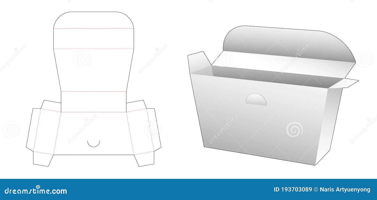 Unequal Rectangular Box Die Cut Template Cartoon Vector | CartoonDealer ...
