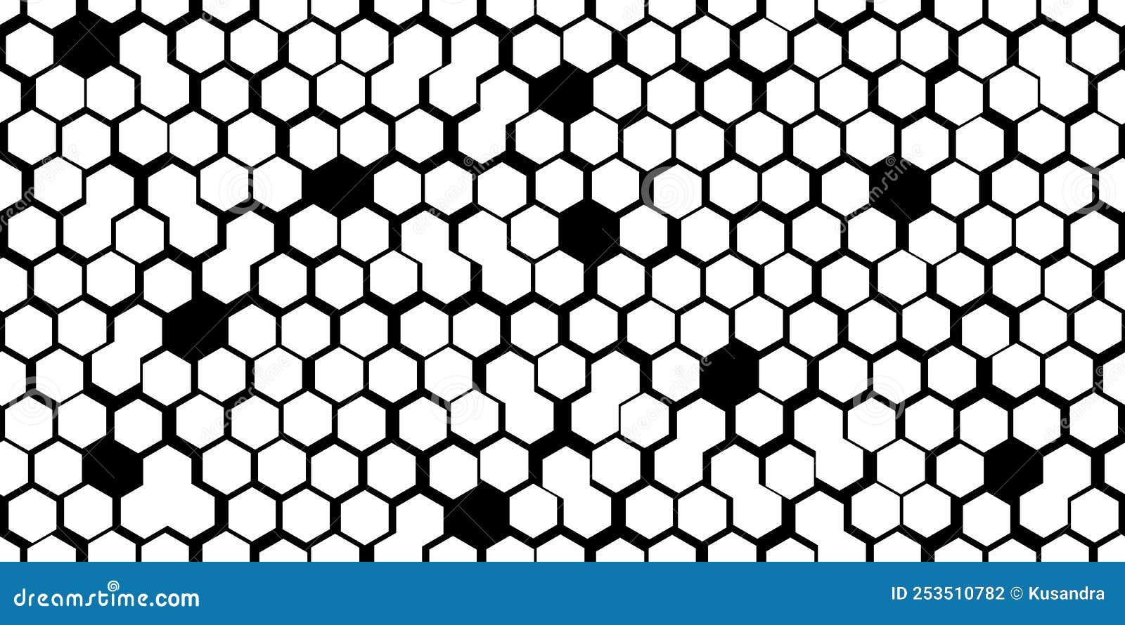 Monochrome Honeycomb Or Hexagonal Background With Lotus Flowers ...