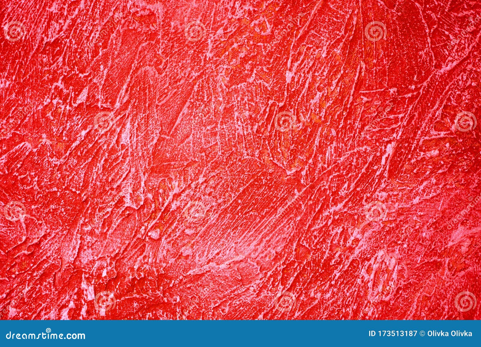 Uneven Red Stucco on the Wall. Red Ribbed Wall Texture. Stock Image ...