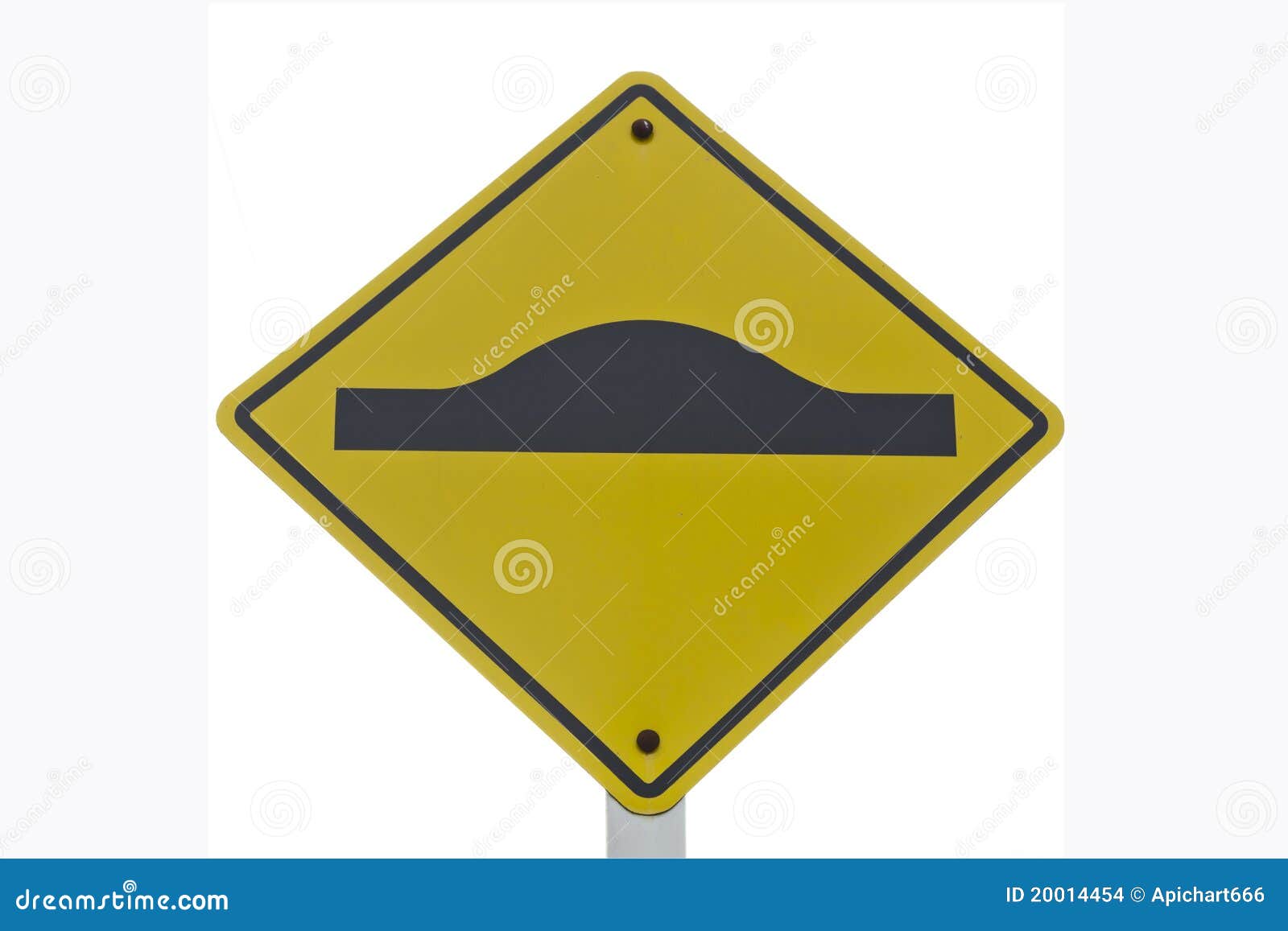 Uneven Road Sign with Pole, Isolated on White Stock Illustration ...