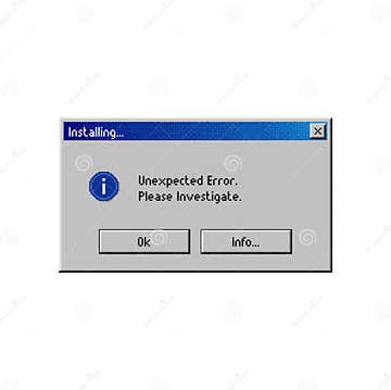 Unexpected Error Pop Up Window Message on Install Stock Vector ...
