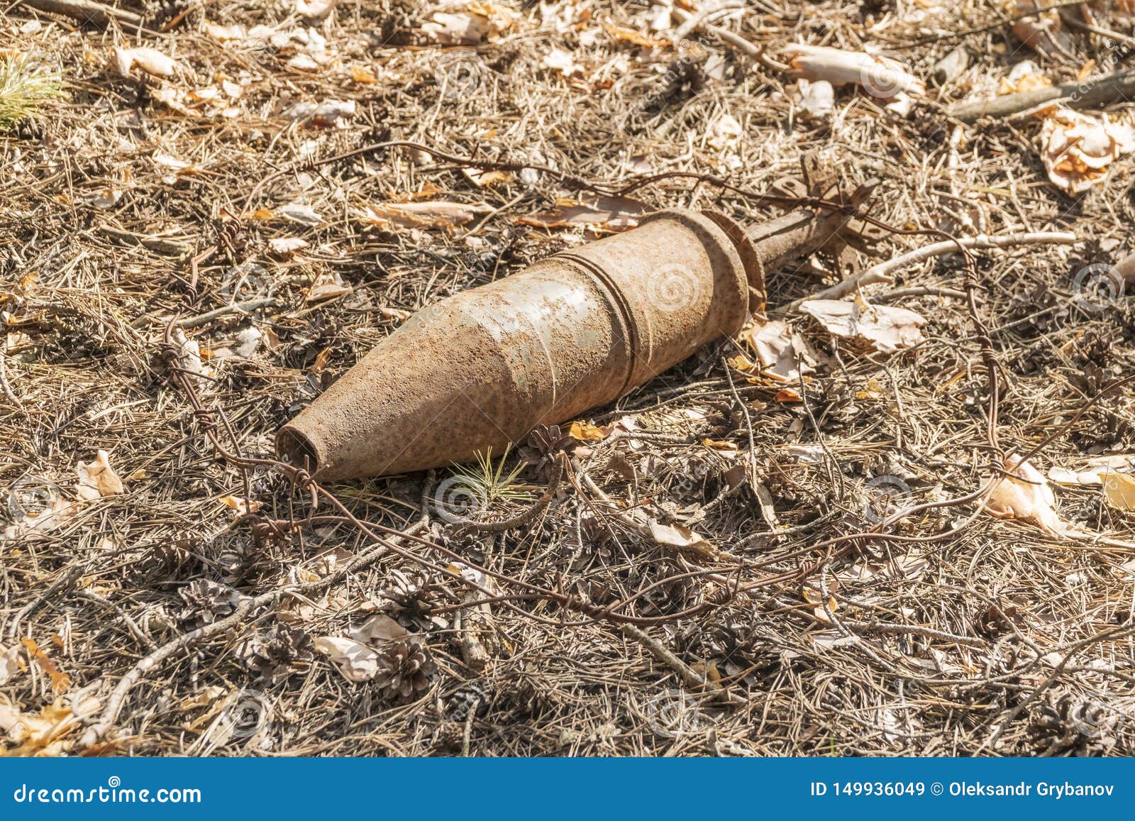 Rusty Unexploded Artillery Bullet Shell, World War II Stock Image ...