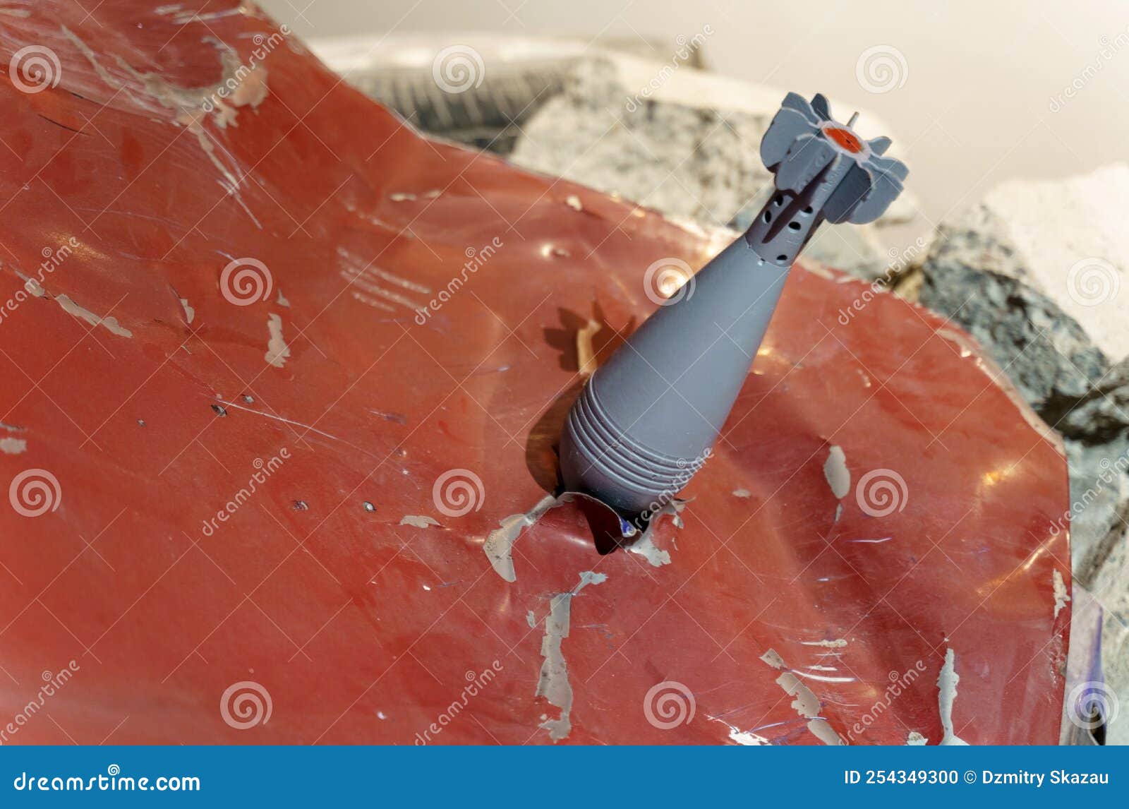 An Unexploded Shell Sticks Out in the Back of a Car. Stock Photo ...
