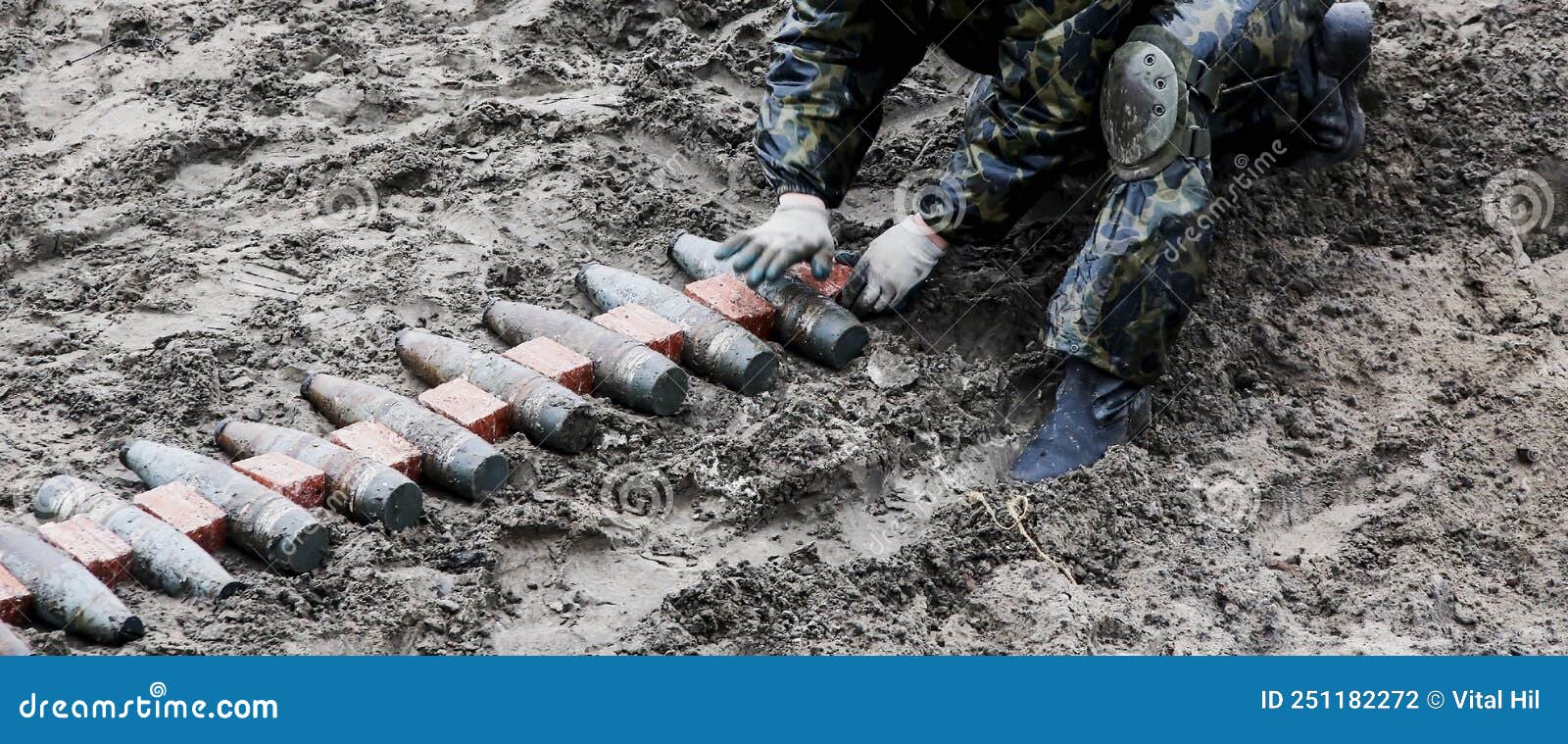 Clearing of Unexploded Ordnance after a Battle in a War, Undermining ...