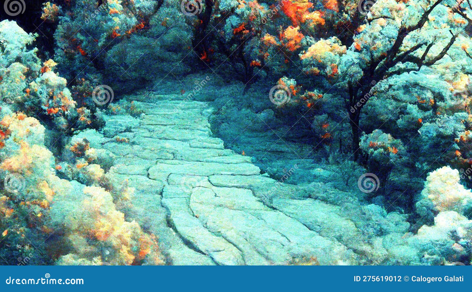 An Unexplored Road To Atlantis, Stone Path Under Water, Ai Generated ...