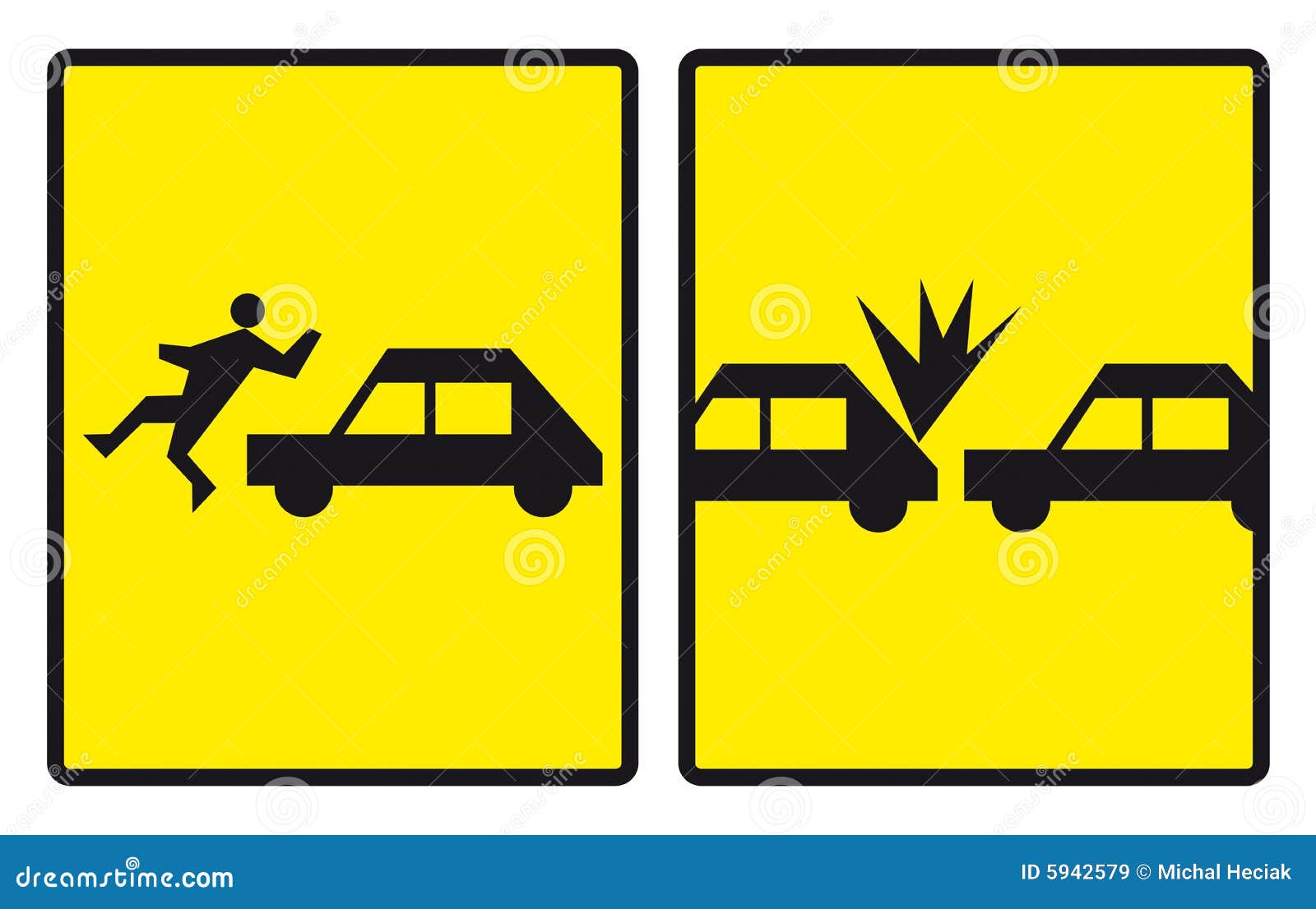 UnfallVerkehrsschilder vektor abbildung. Illustration von graphik - 5942579