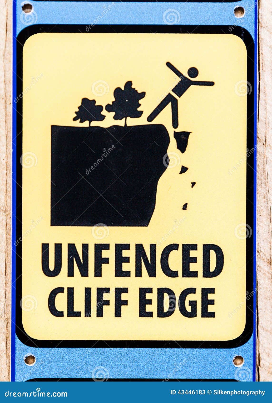 Unfenced Cliff Edge Sign stock image. Image of danger - 43446183