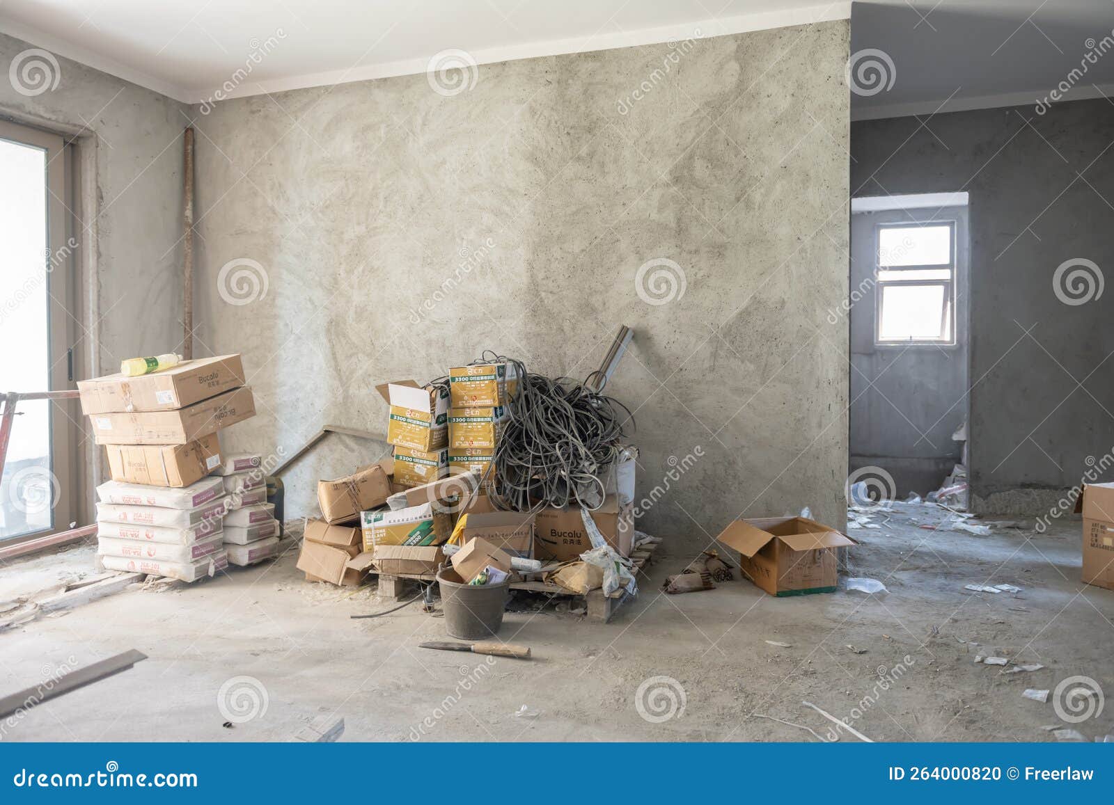 Unfinished Apartment Interior in Morning Stock Photo - Image of ...