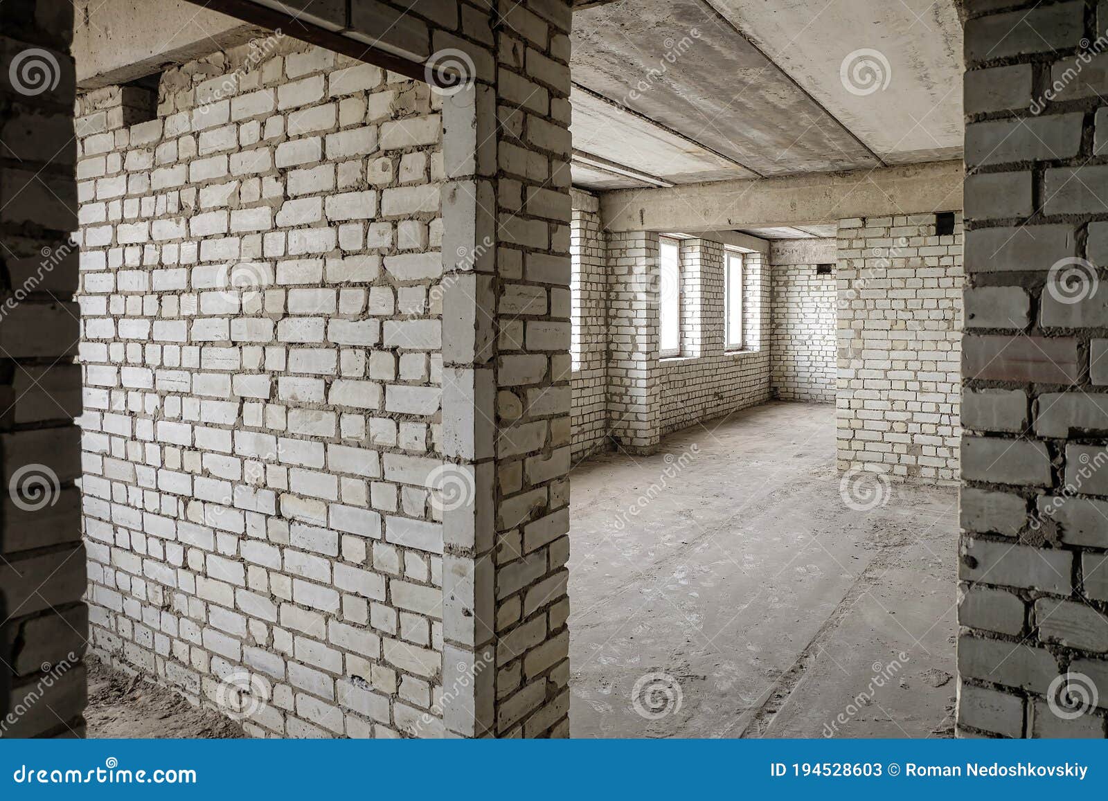 Unfinished Apartment in a White Sand-lime Brick Building Stock Image ...