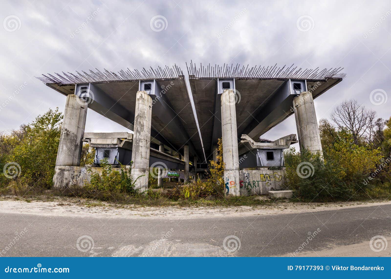 Unfinished Bridge Breaks before Road Stock Image - Image of structure ...