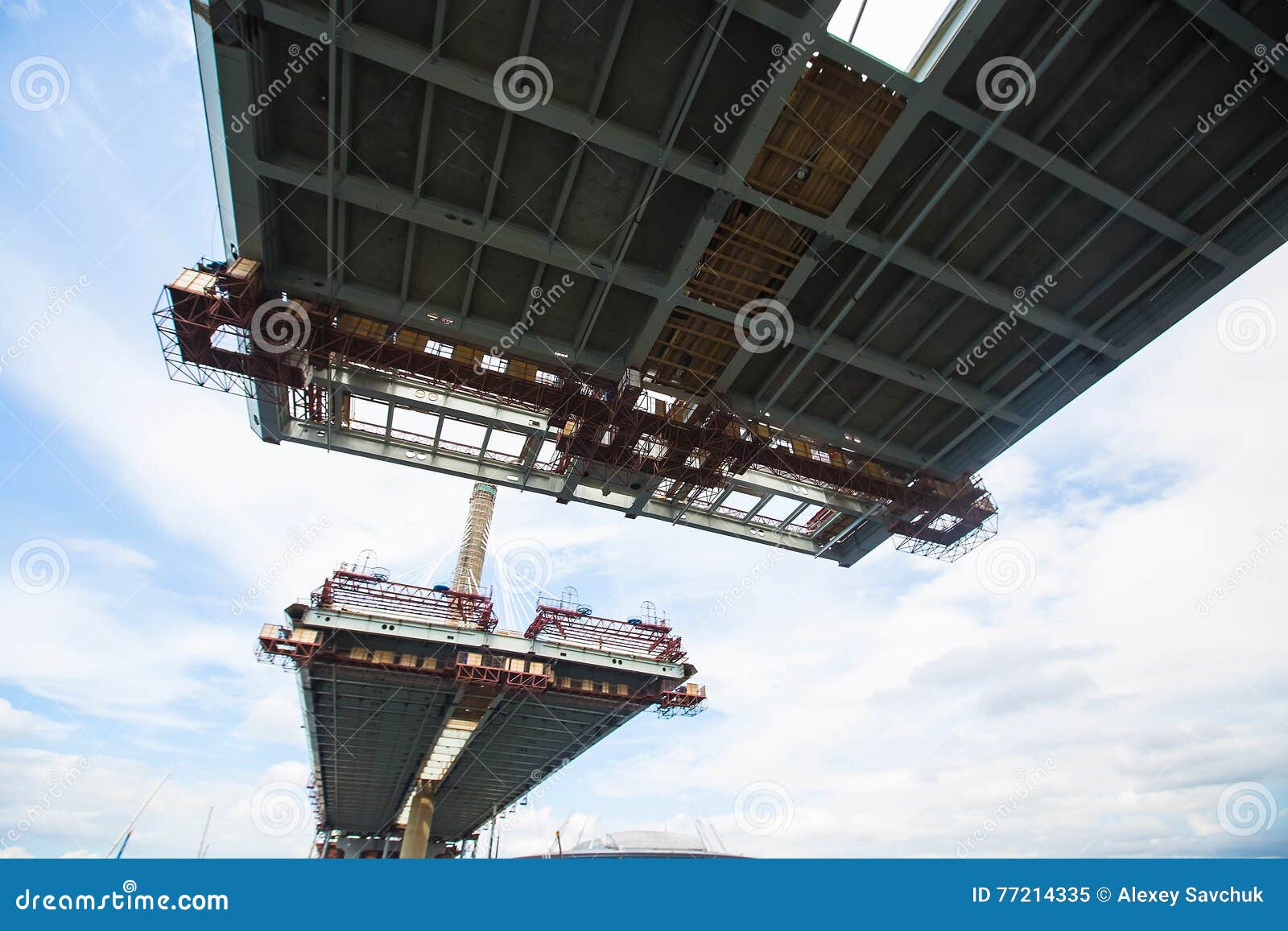 The Unfinished Bridge. Cable Stock Image - Image of concrete, build ...