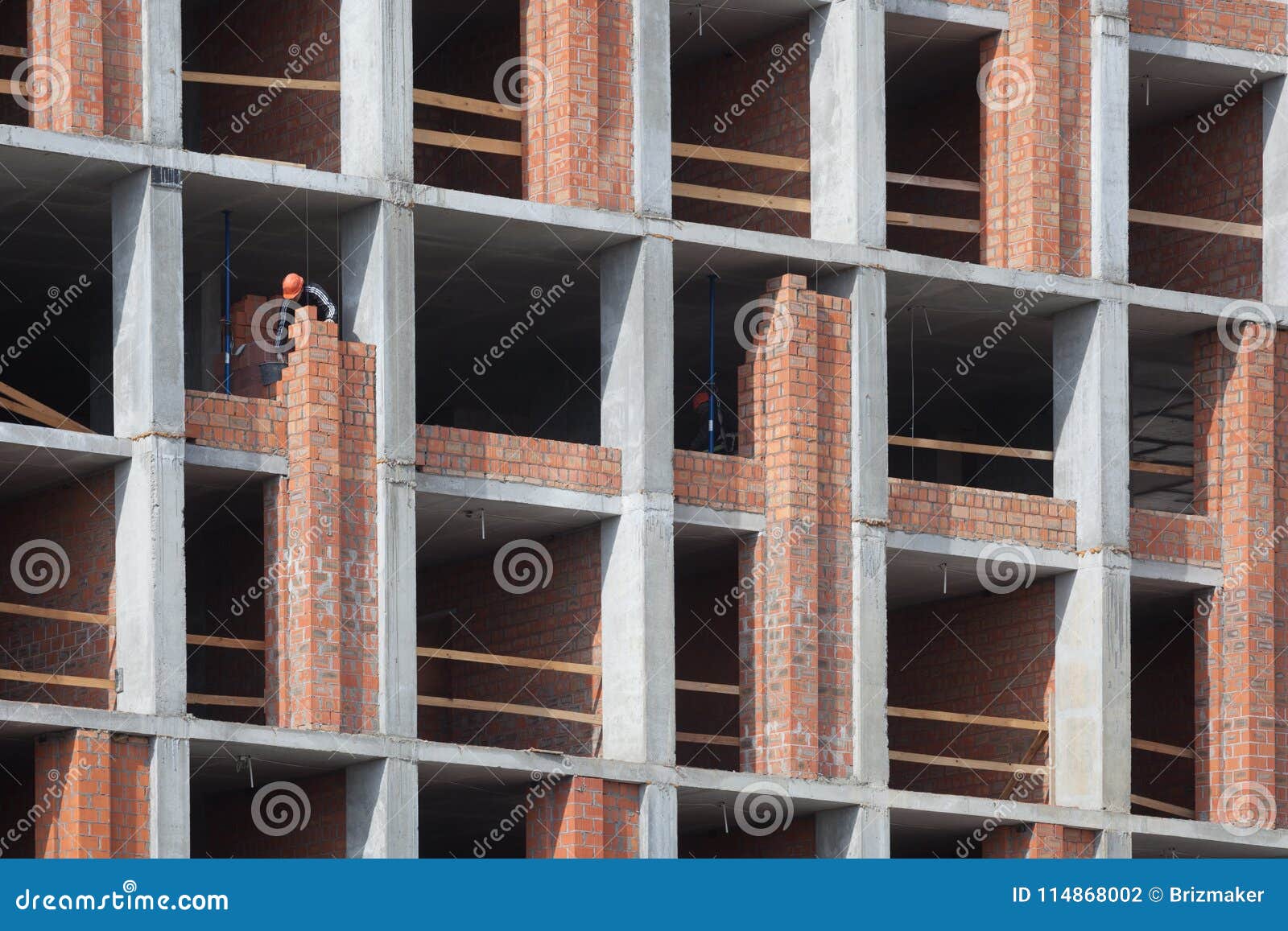 Unfinished Cement Building at a Construction Site. Brick Masonry of the ...