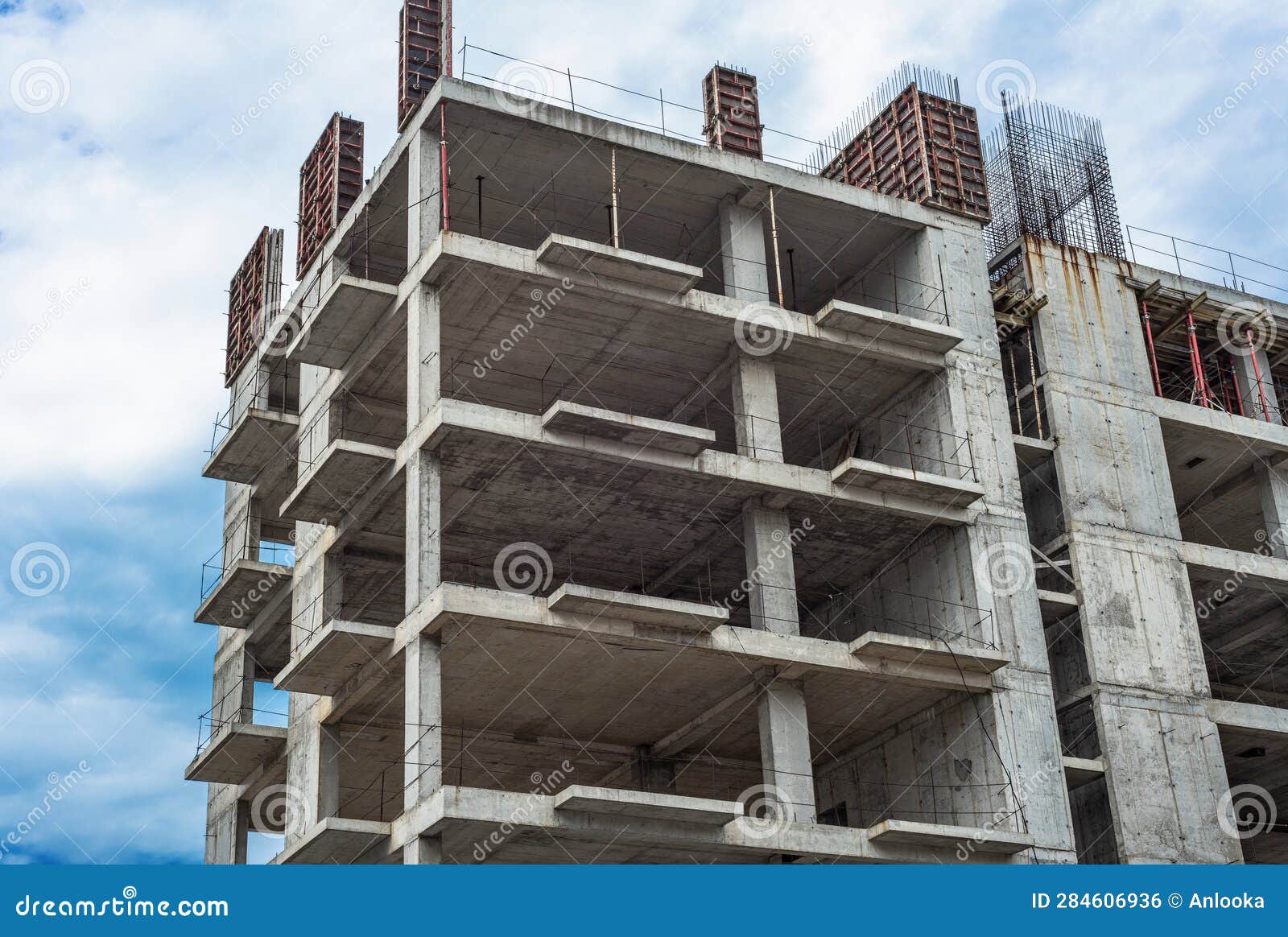 Unfinished Concrete High-rise Building Stock Photo - Image of gray ...