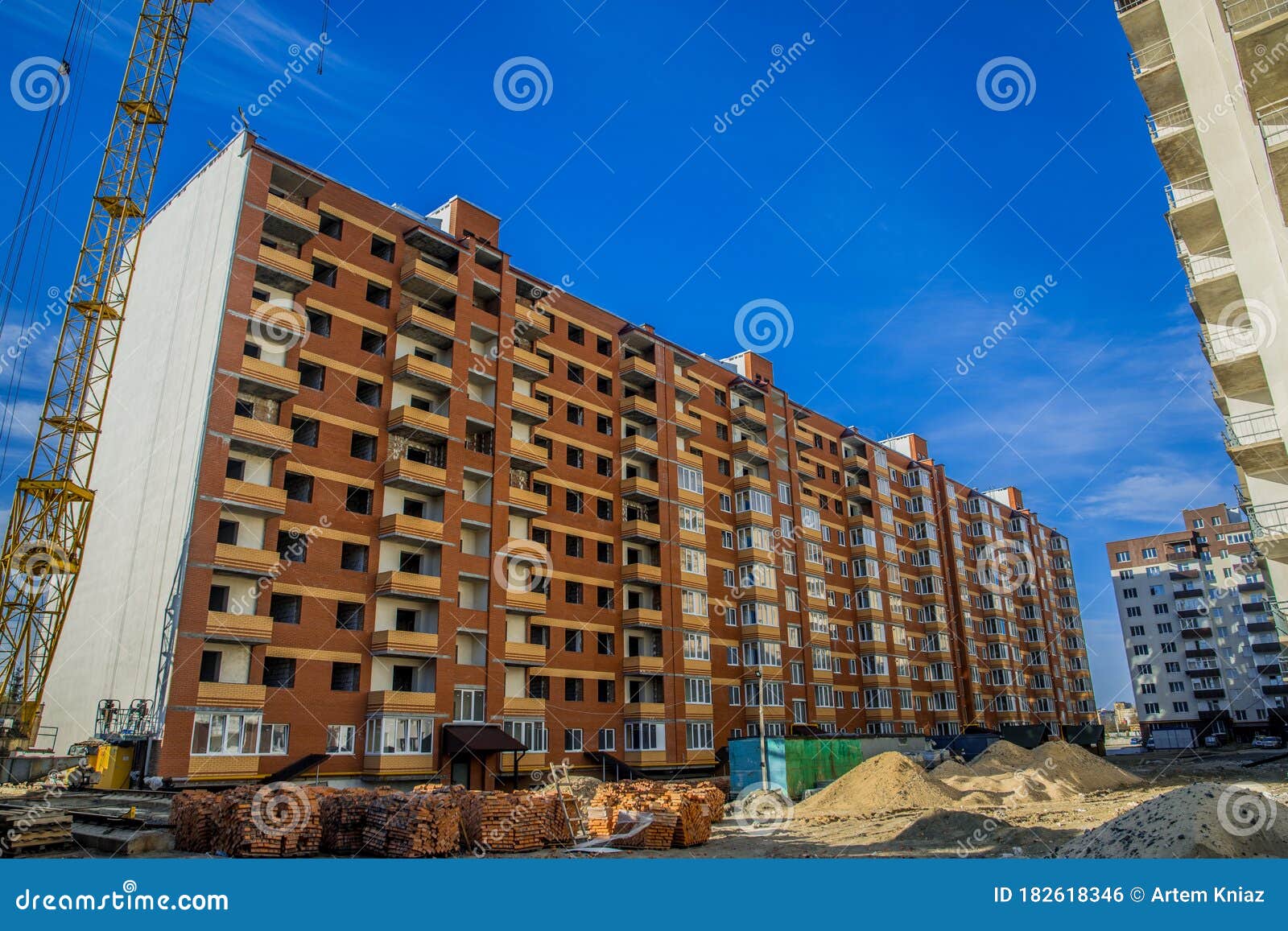Unfinished Construction Building Process Working Area Yard Surrounded ...