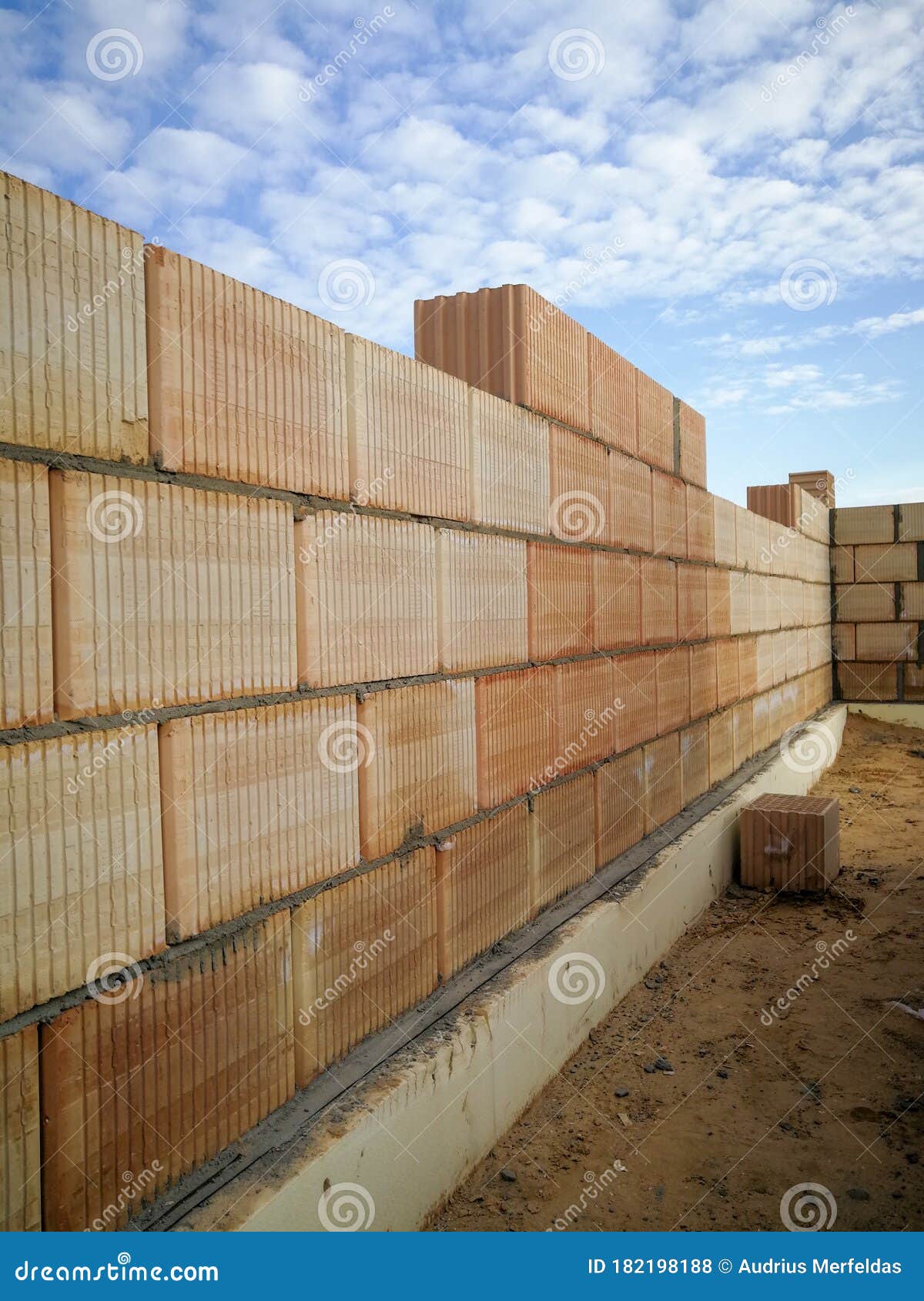 Unfinished Construction Ceramic Block Wall Close Up Stock Photo - Image ...