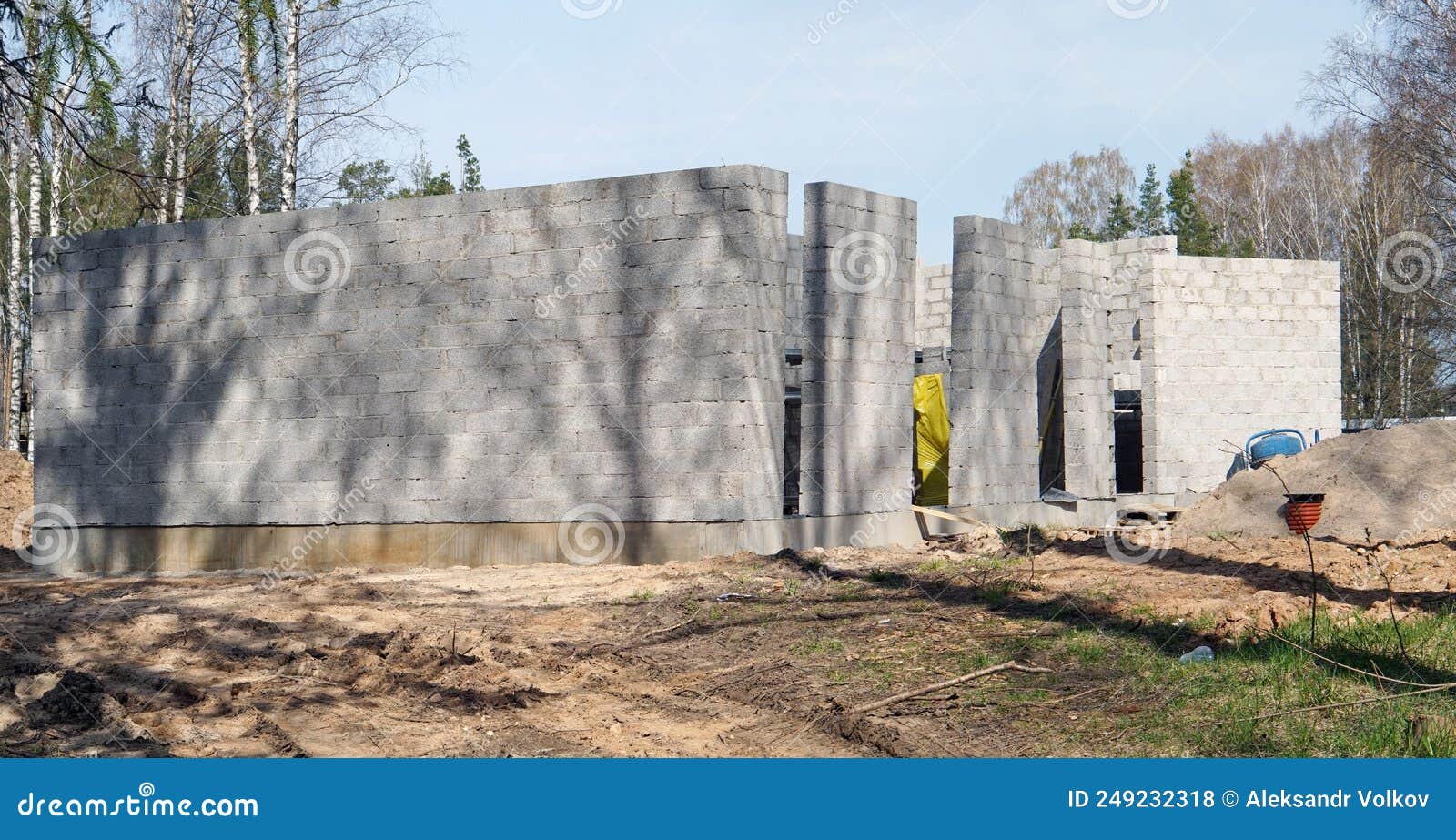 Unfinished Construction of New Modern Village Home Stock Photo - Image ...