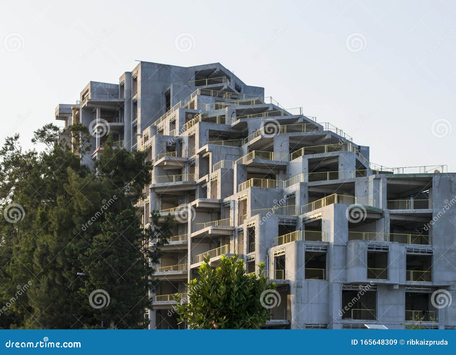 Unfinished Construction. Work in Progress High-rise House with Grey ...