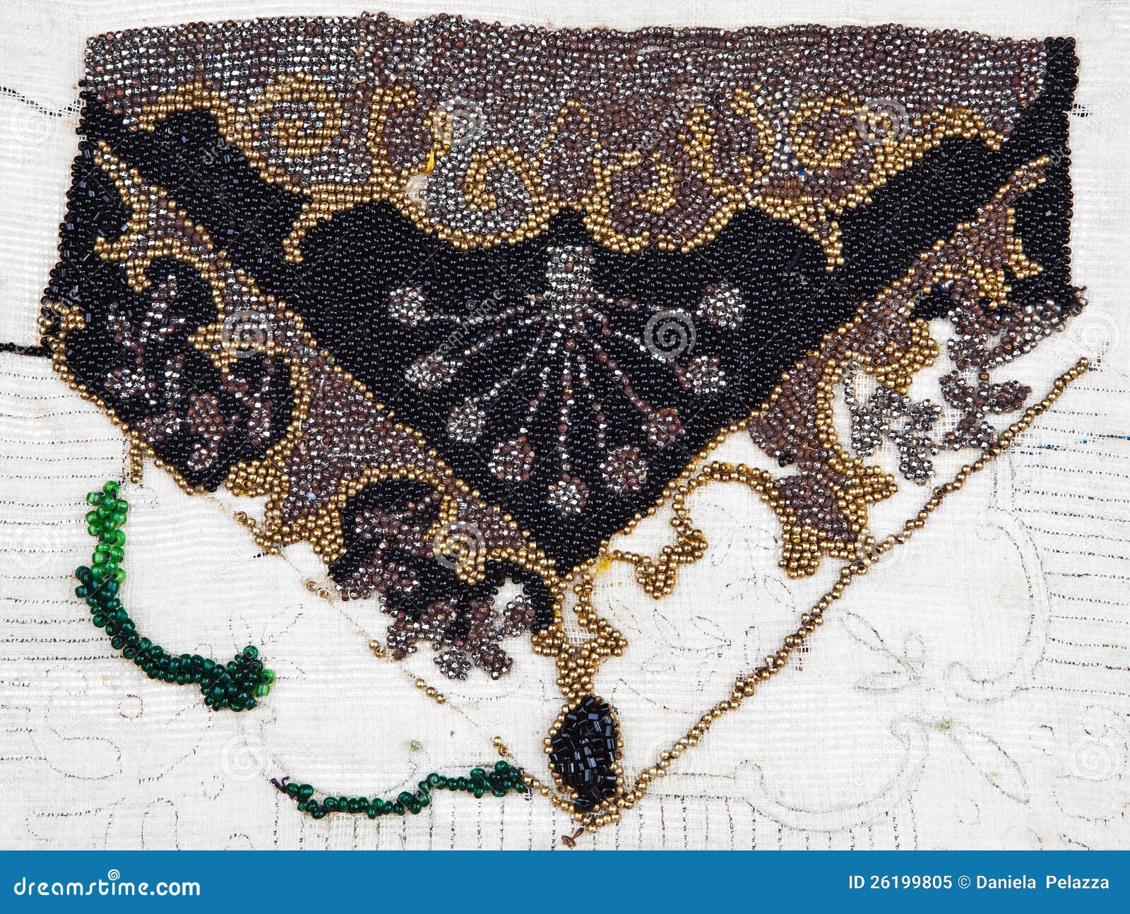 Unfinished embroidery. stock image. Image of bead, golden - 26199805