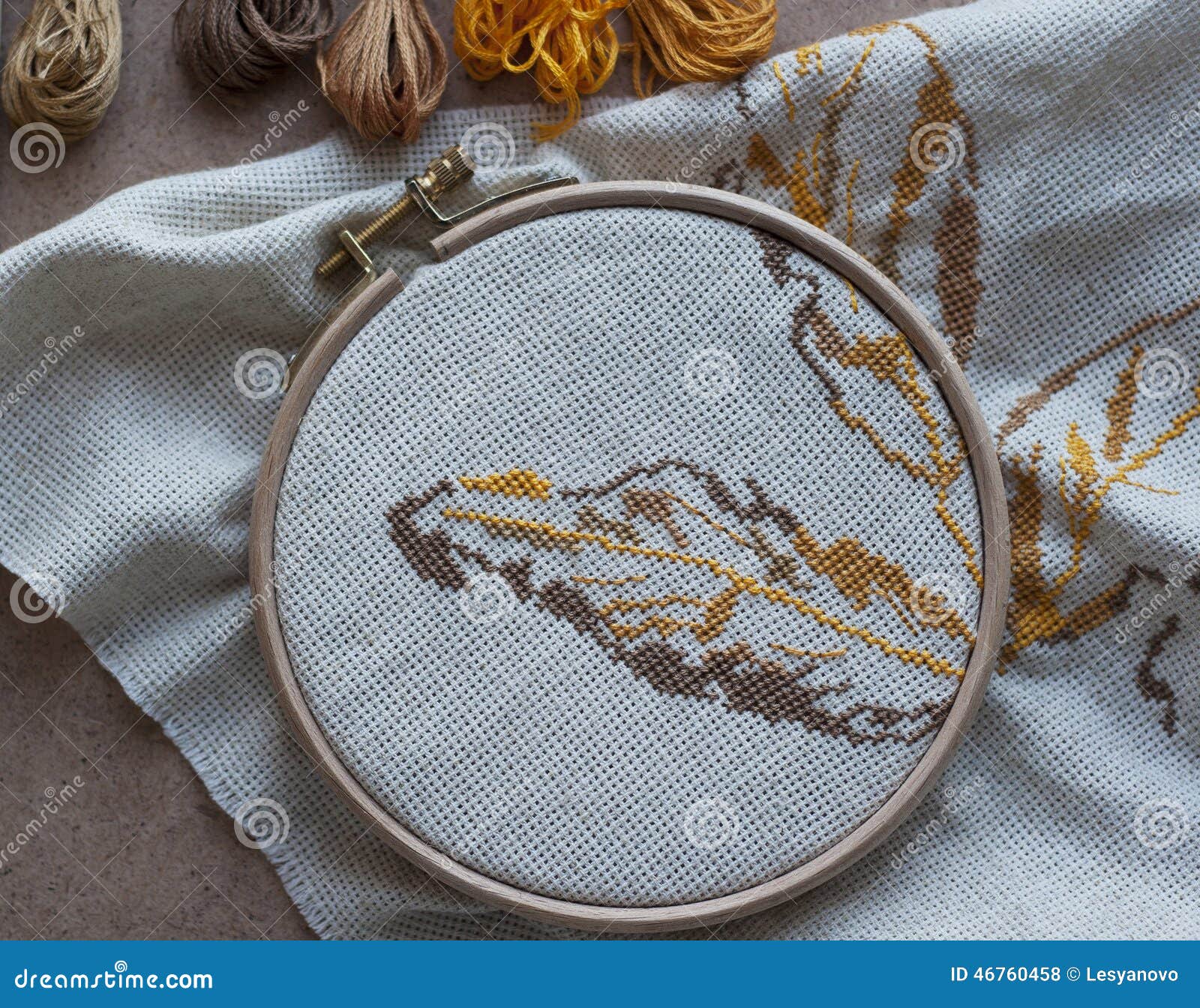 Unfinished Embroidery Black Of The Cat Stock Photo | CartoonDealer.com ...