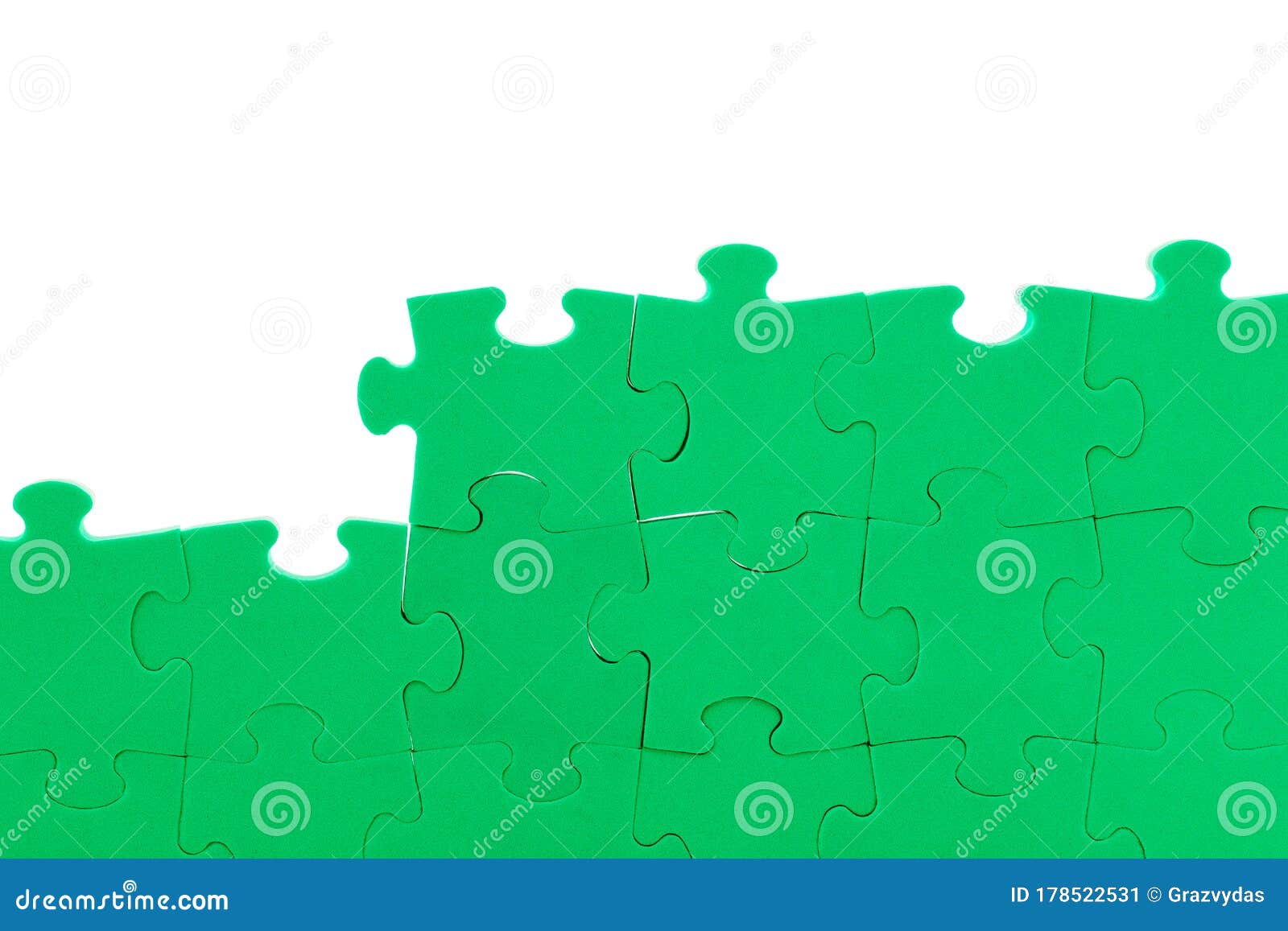 Unfinished Green Jigsaw Puzzle Wall Stock Image - Image of connection ...