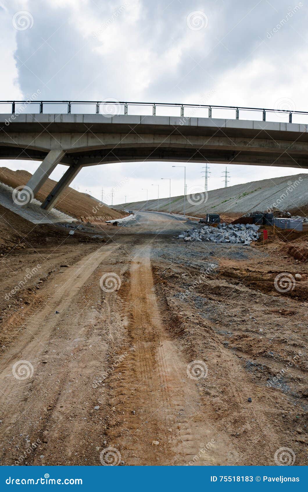 Unfinished highway stock image. Image of corridor, cloudy - 75518183