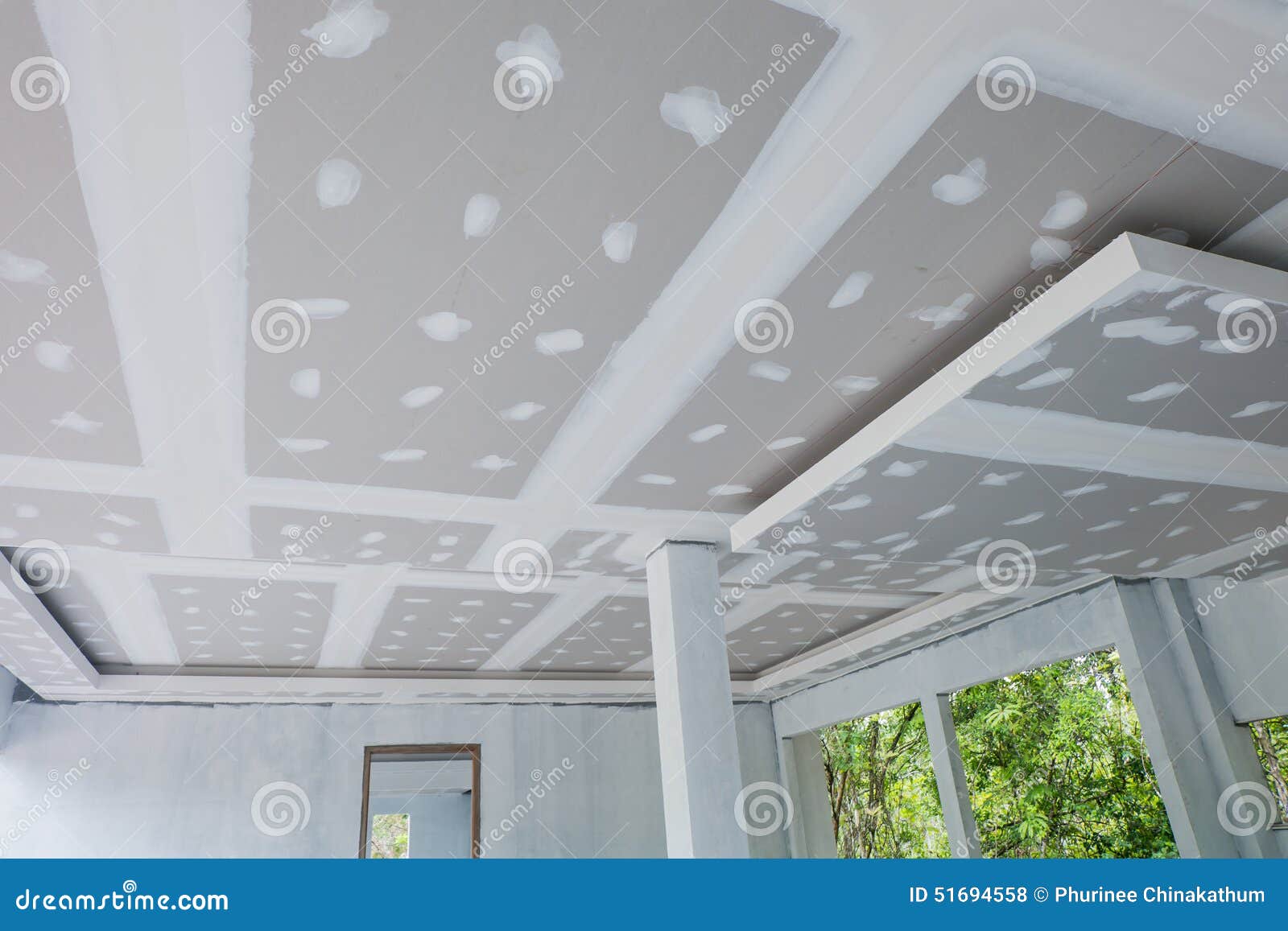 Unfinished house ceiling stock photo. Image of white - 51694558