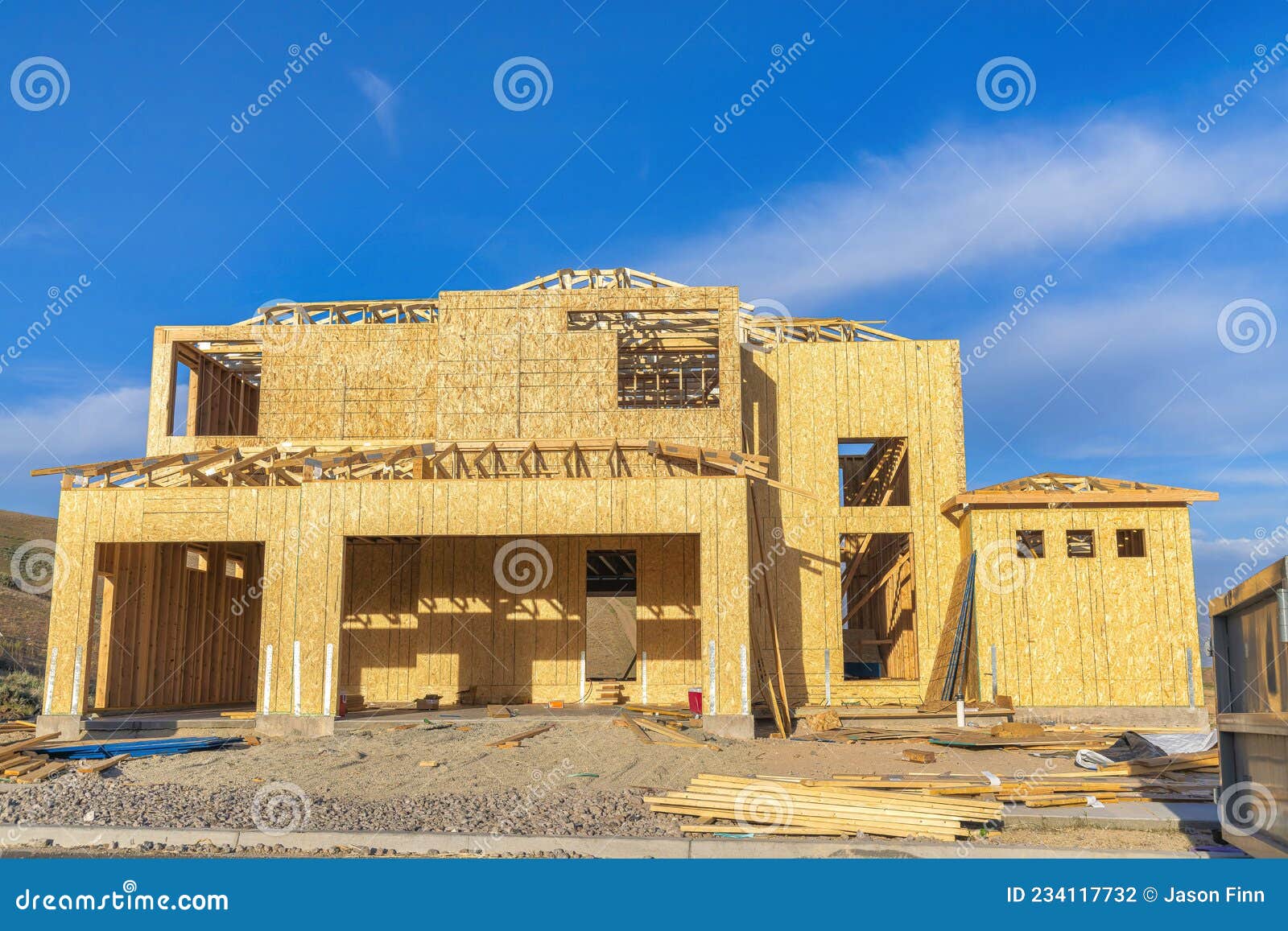 Unfinished House Structure with Timber Frame and Cork Wall Insulation Stock Photo - Image of ...