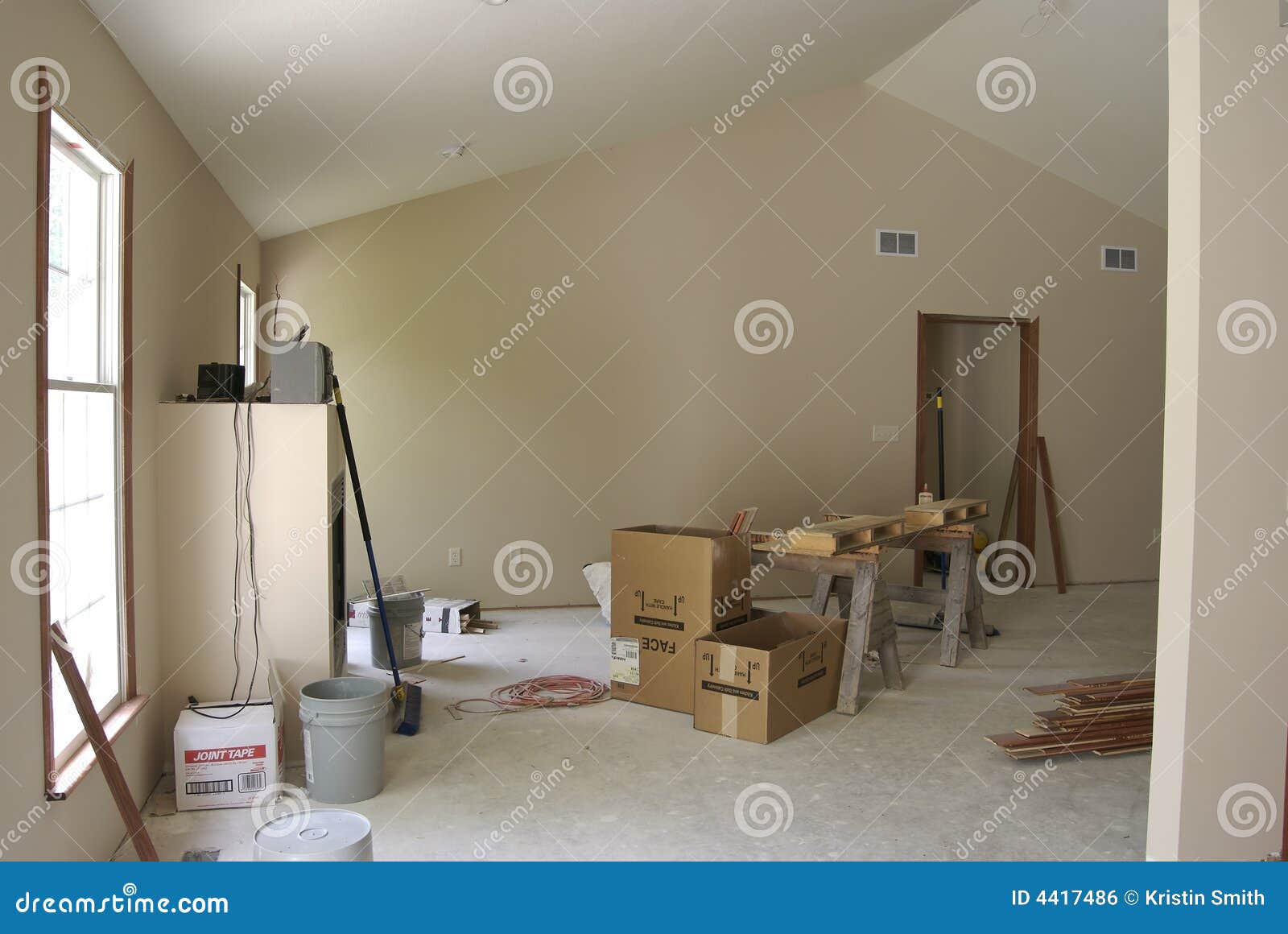 Unfinished Living Room stock photo. Image of painted, interior - 4417486